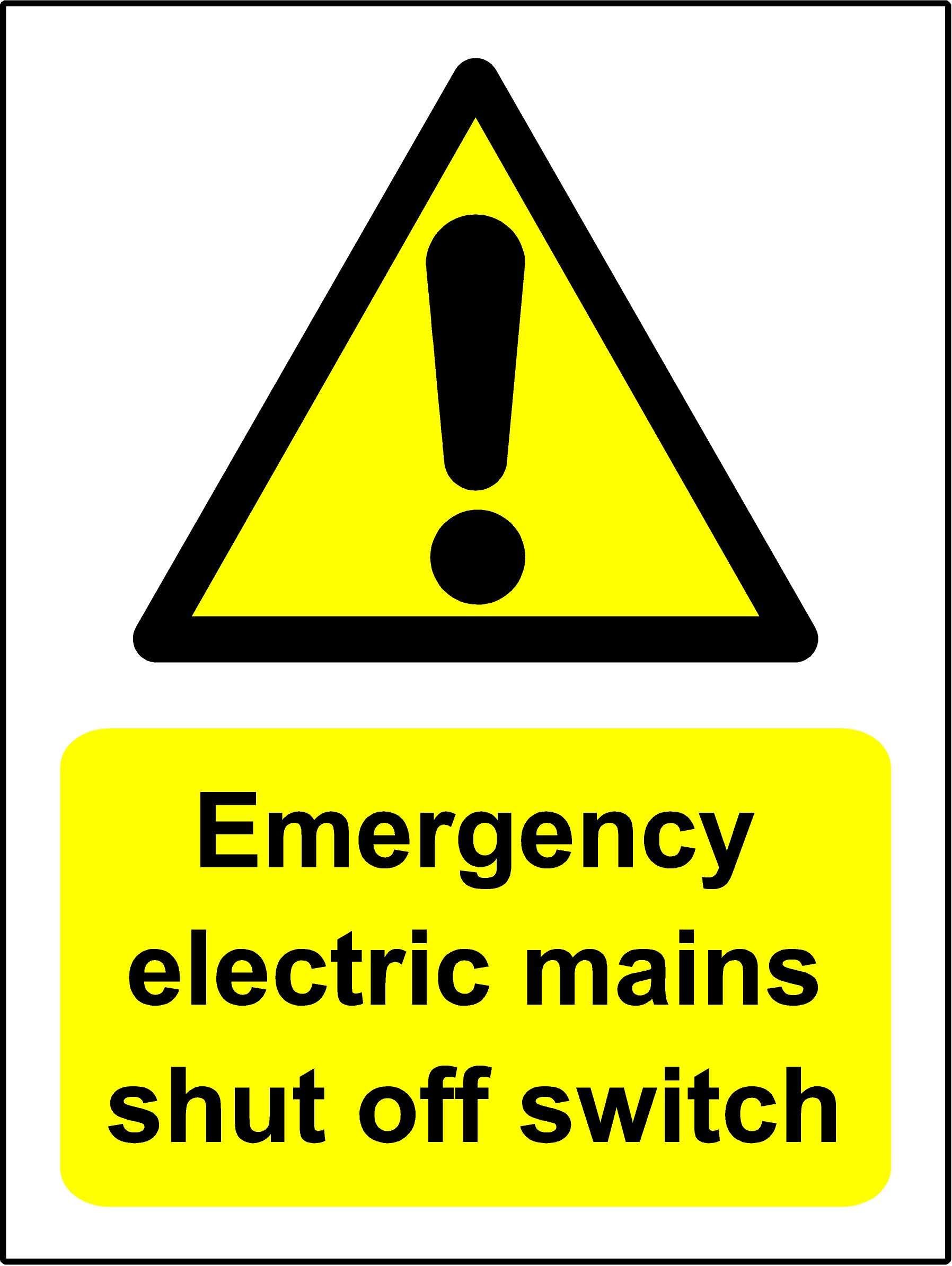 Water mains shut off valve Safety sign - Self adhesive sticker 300mm x ...