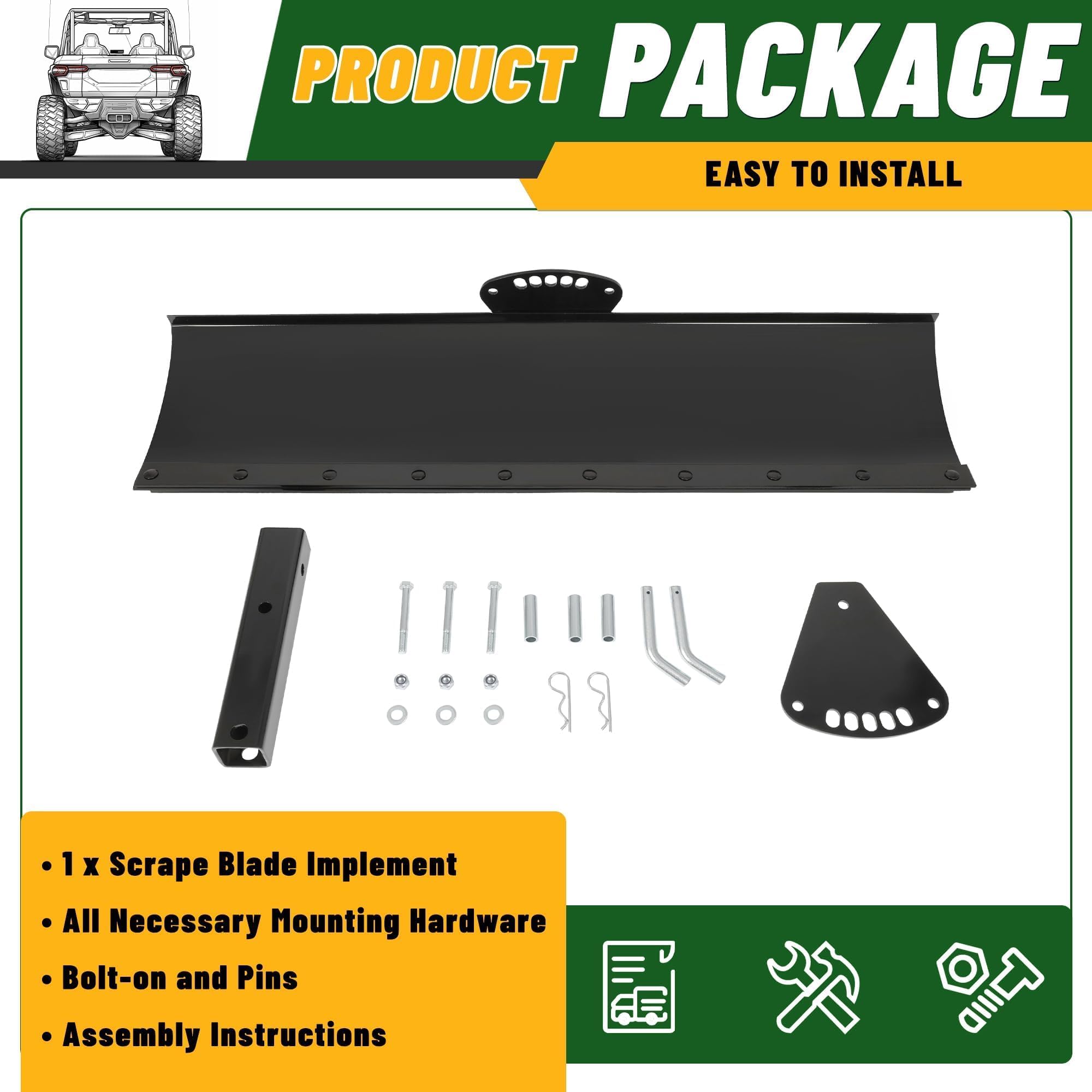Snapklik.com : 3-Point 48" Scrape Blade Implement 2 Inch Receiver ATV ...