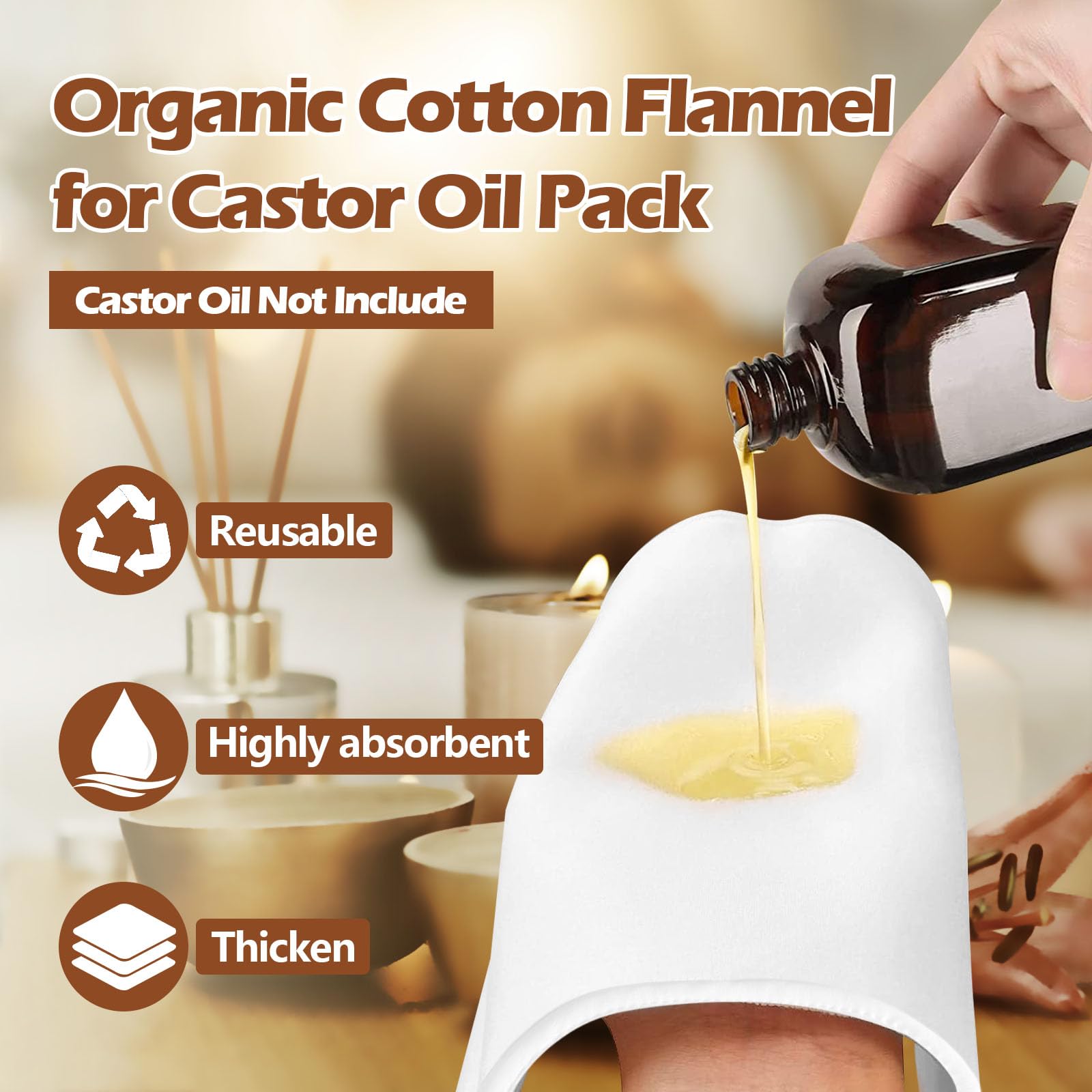 Snapklik.com : Cotton Flannel For Castor Oil Pack, 2Pcs Reusable ...
