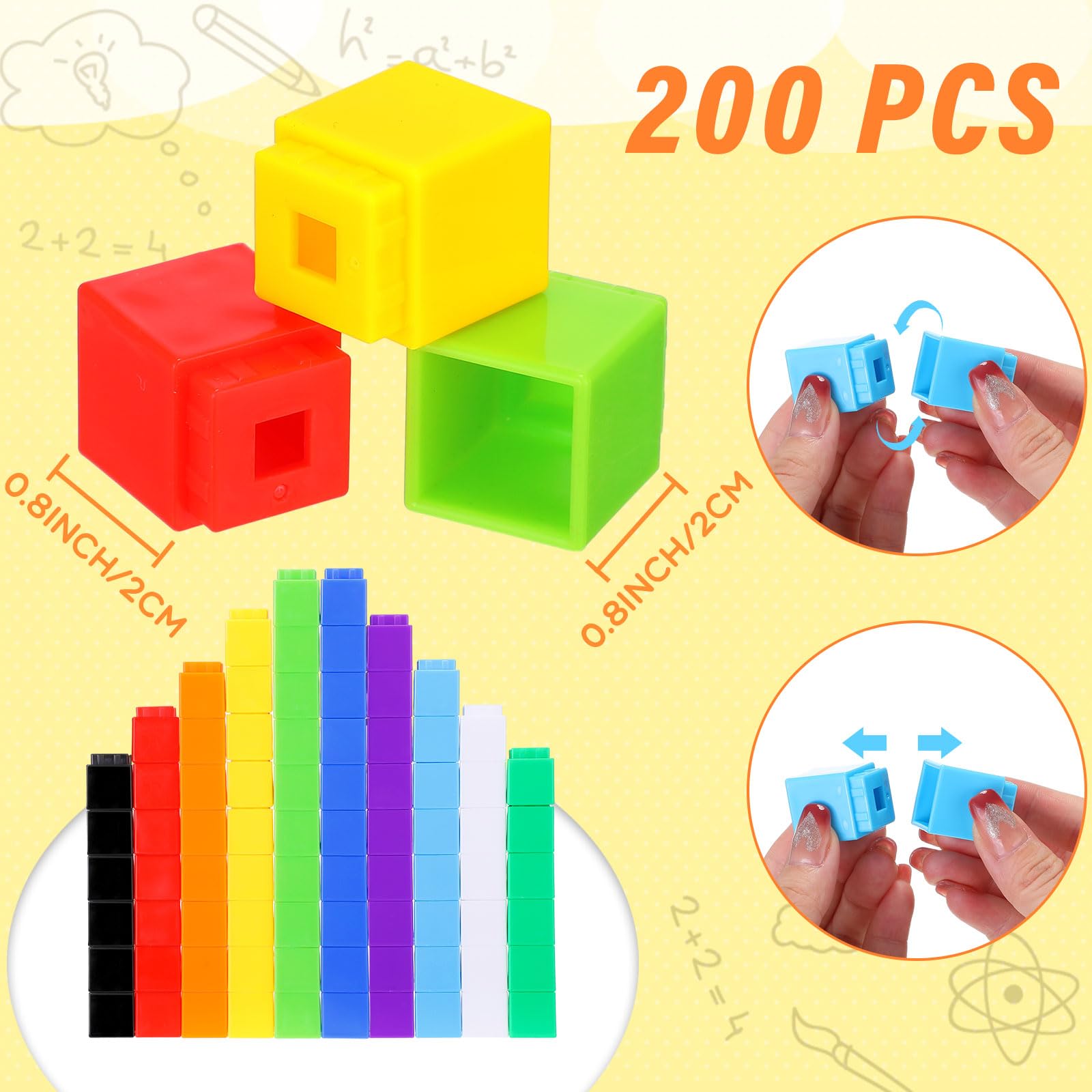Snapklik.com : Jenaai 200 Pieces Linking Cubes For Math Counting Cubes ...