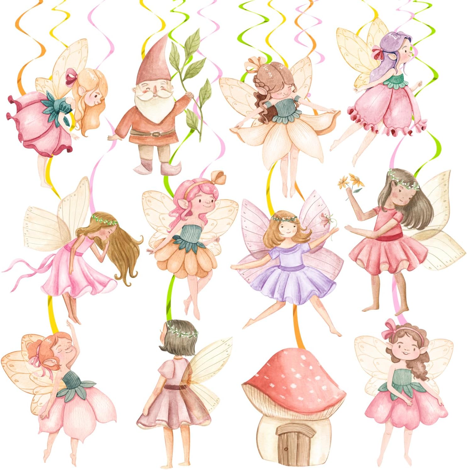 Amazon.com: Fairy Party Hanging Swirls Fairy Birthday Party Decorations ...