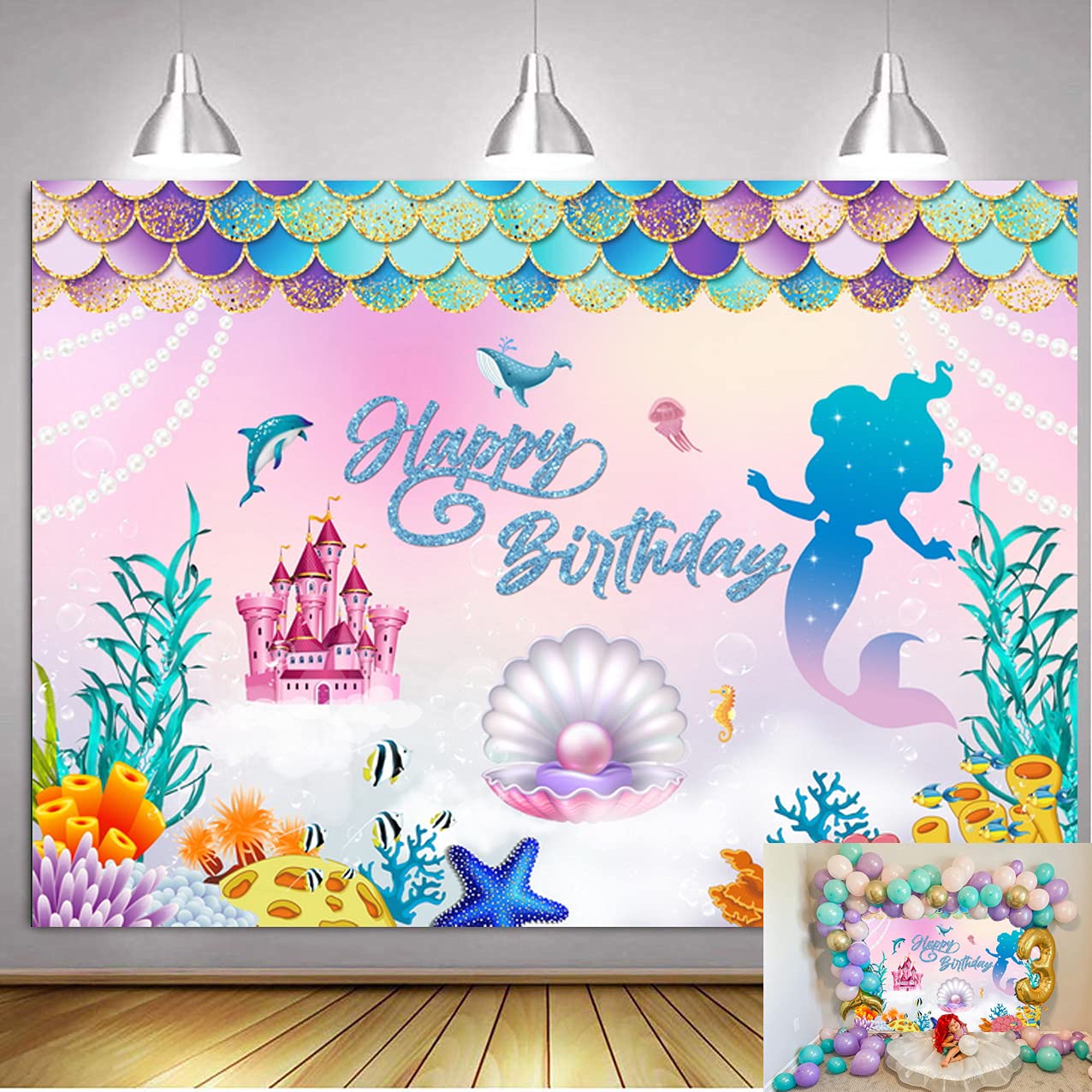 Buy Mermaid Backdrop 7x5ft Under The Sea Little Mermaid Backdrop for ...