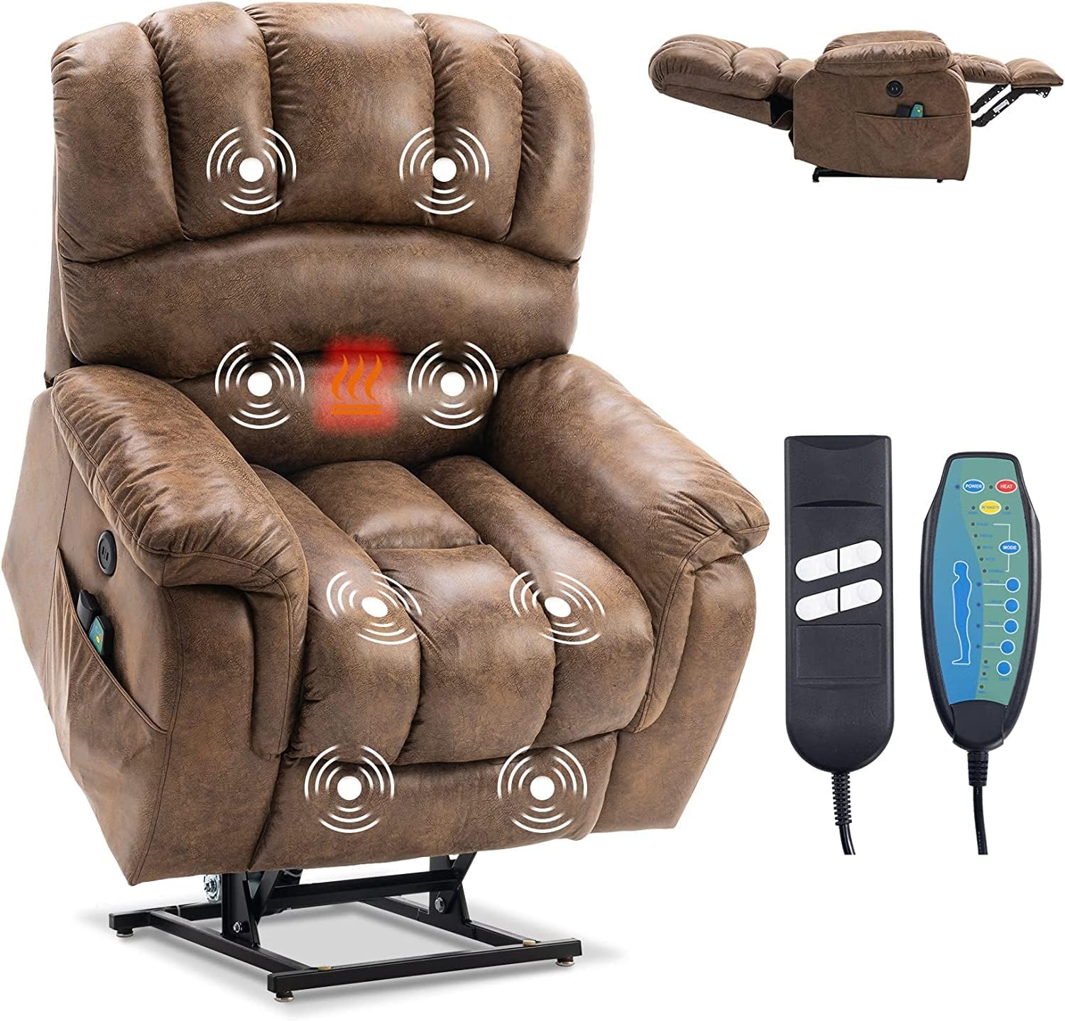 Amazon.com: VIVIJASON Large Dual OKIN Motor Power Lift Recliner Chair for Elderly Big Man, 180 ...