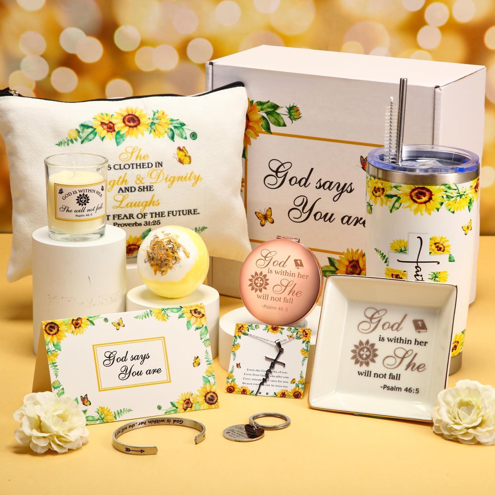 Amazon.com | Christian Sunflower Gifts for Women,11pc Religious Faith ...