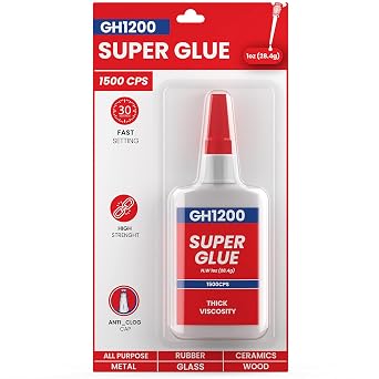 GH1200 1g x 12 Strong Super Glue All Purpose with Anticlog Cap. Super ...