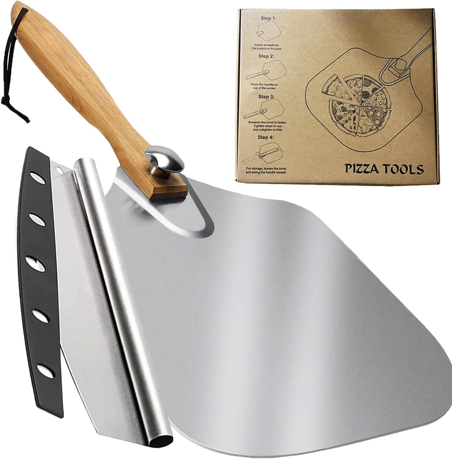 Amazon.com: mobzio Pizza Peel Metal Pizza Spatula, Pizza Paddle 12 x 14 ...