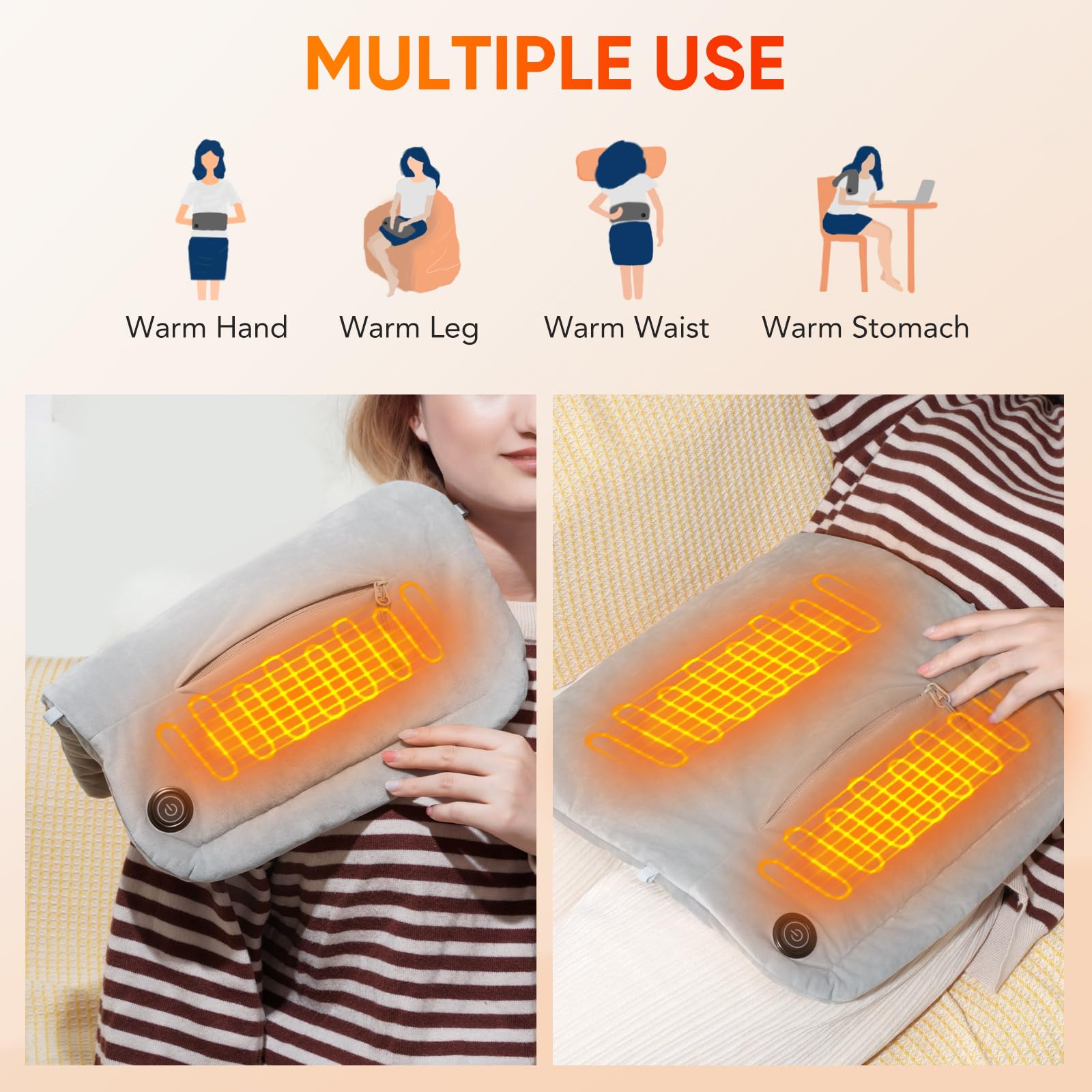 Rechargeable Hand Warmer Pouch, Electric Heated Gloves with 5000mAh ...