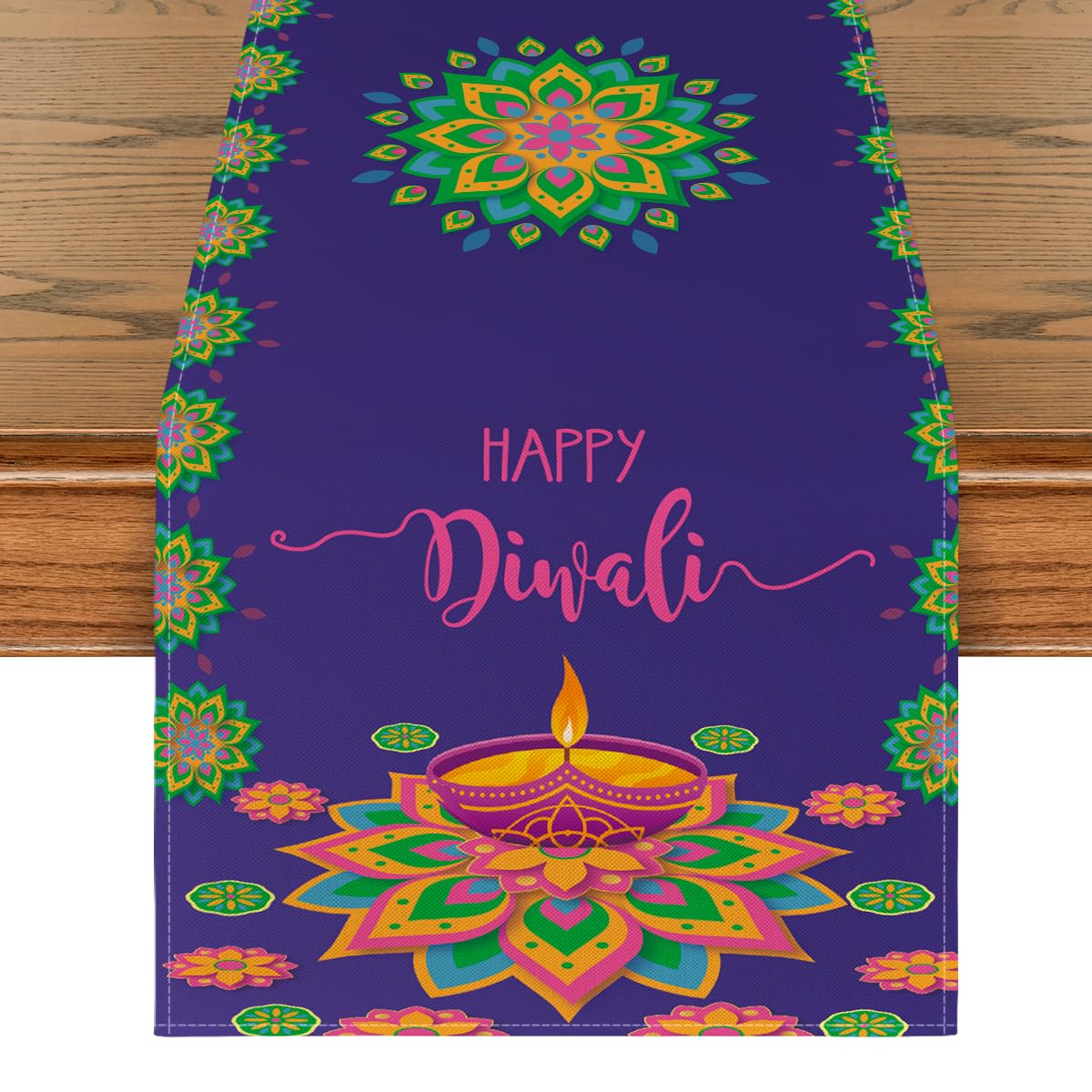 Amazon.com: Artoid Mode Marigold Happy Diwali Table Runner, Light ...