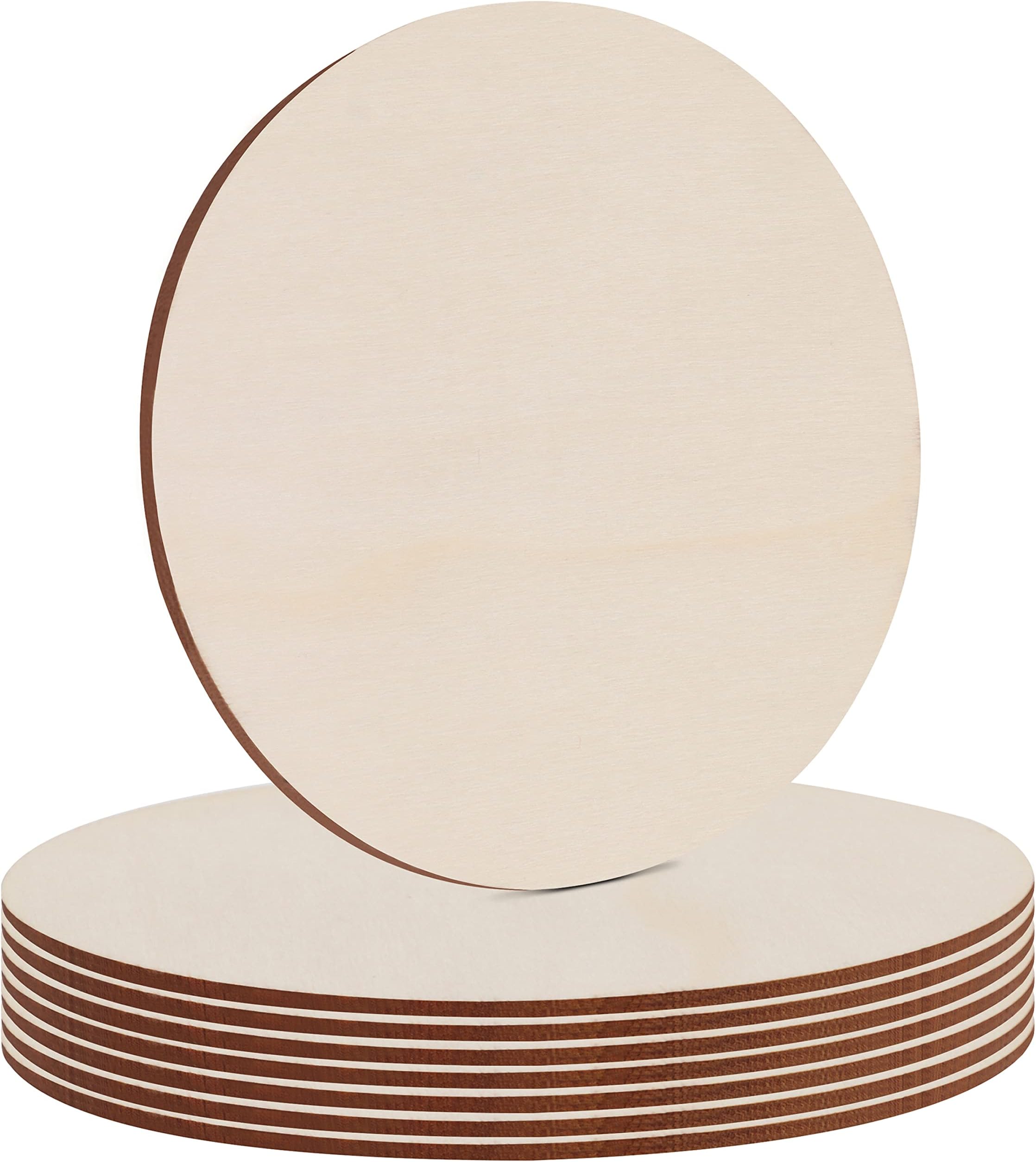 Belle Vous 50 Pack Wooden Unfinished Round Circles - 10cm/4 Inches with ...