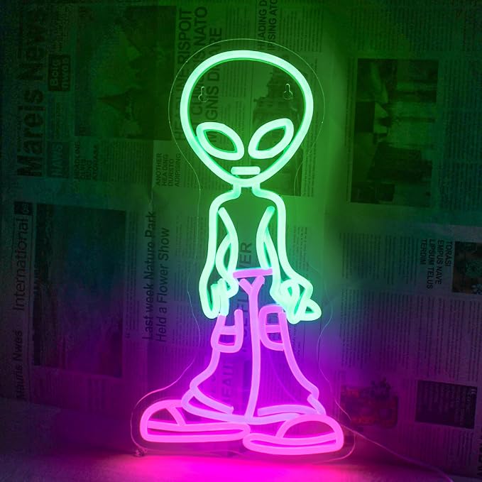 Amazon.com : Horseneon Green Alien Neon Sign - Dimmable Neon Signs for ...