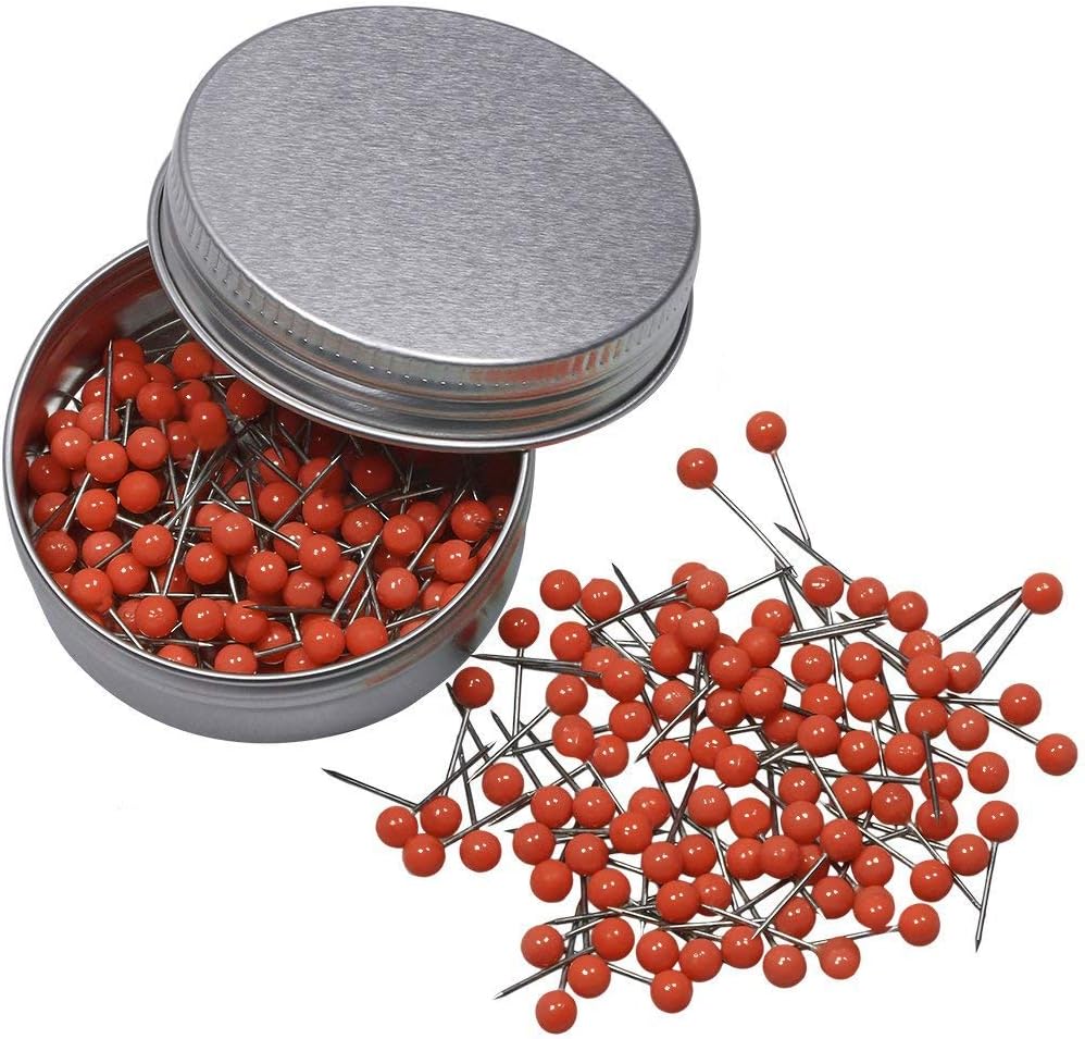 Tupalizy 1/8-Inch Map Tacks Plastic Beads Head, Steel Point, 220-Count ...