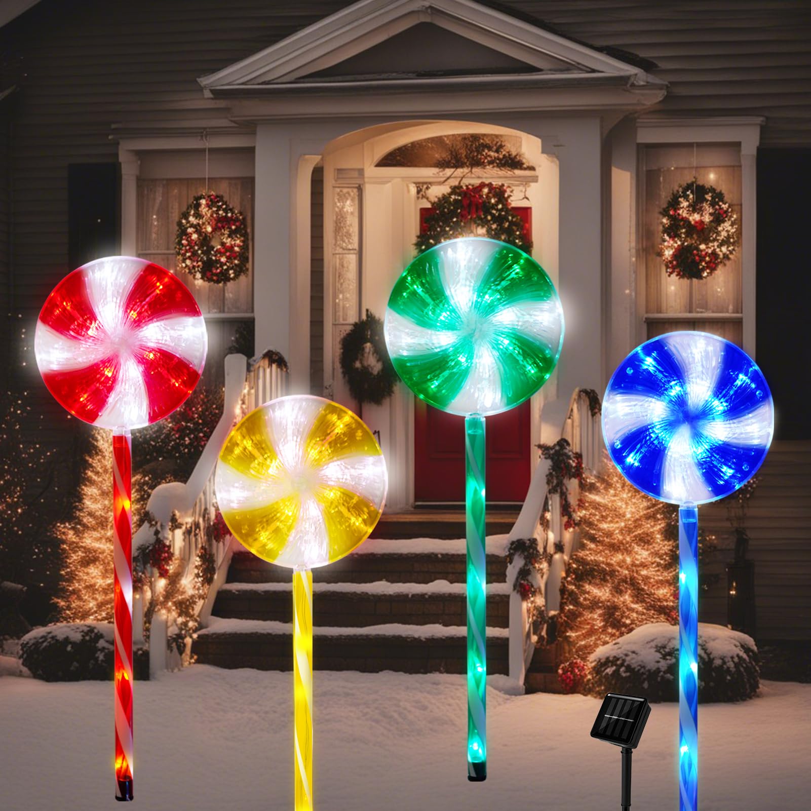 Amazon.com : Christmas Solar Pathway Lights, 27" Set of 4 Lollipops ...