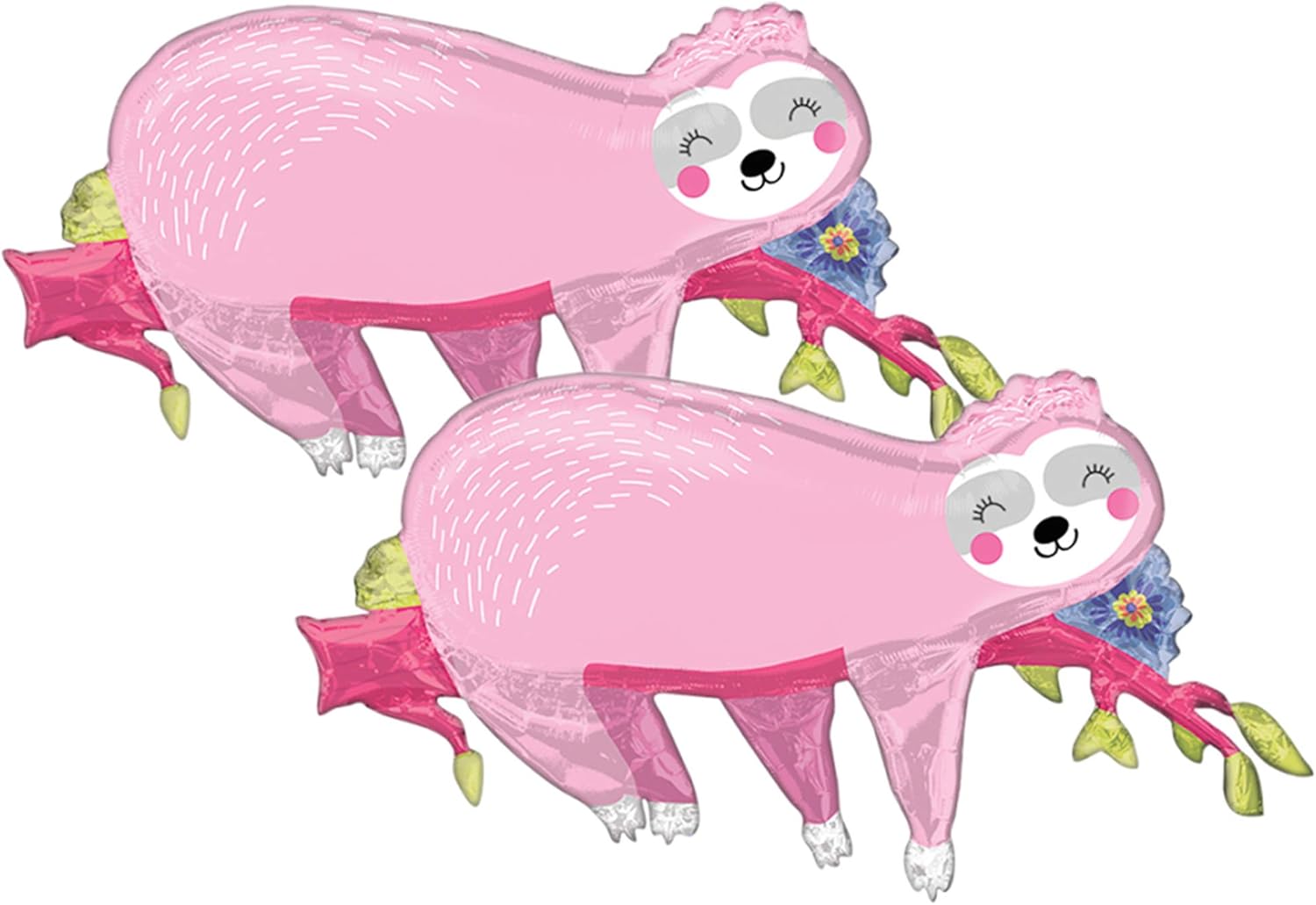 Amazon.com: Set of 2 Cheerful Pink Sloth Jumbo 37" Foil Party Balloons ...