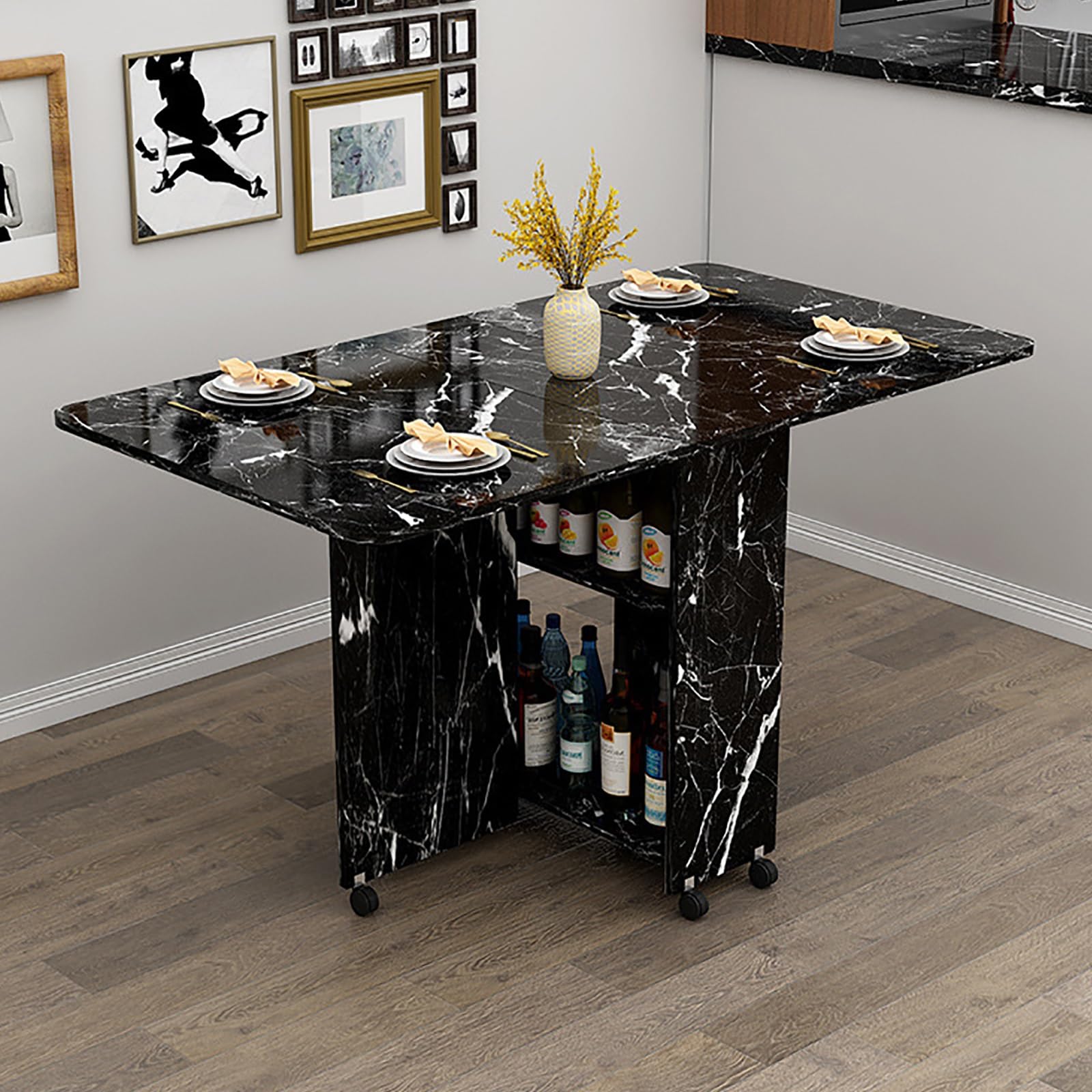Hafeisi Folding Table For Small Spaces Mobile Drop Leaf Table ...