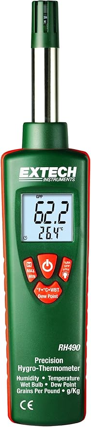 Amazon.com: EXTECH RH490 - Precision HYGRO-Thermometer with GPP (Grains ...
