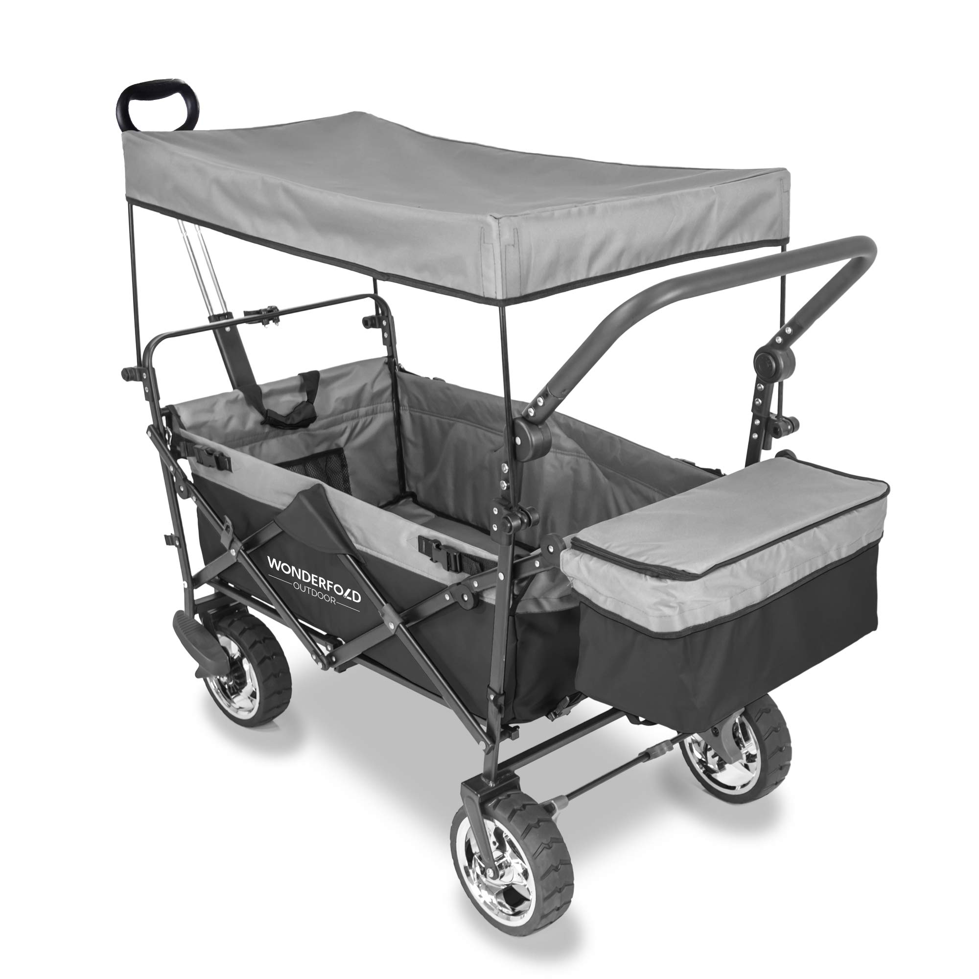 WonderFold Outdoor Push Pull Utility Folding Wagon with Removable ...