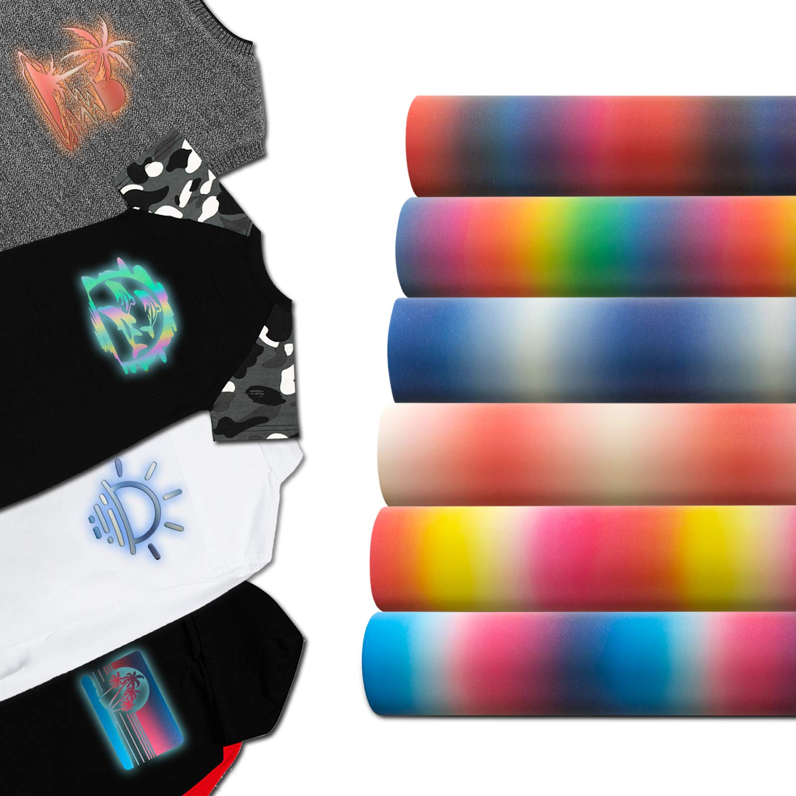 Buy Tintnut Gradient HTV Ombre Iron-On Heat-Transfer-Vinyl-12x8.2 inch ...