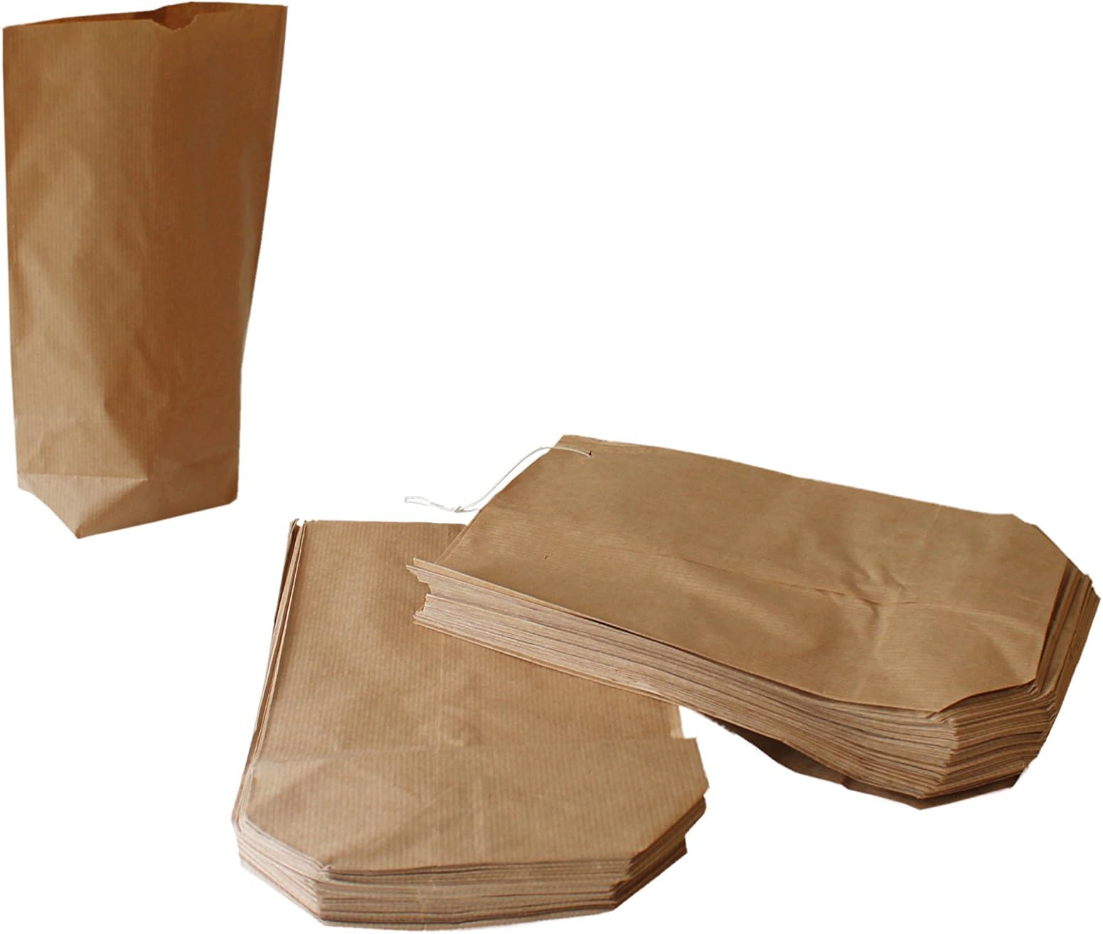 Kreuzbodenbeutel aus Papier - BRAUN - GEFÄDELT - 23 x 37 cm für 2,5 kg ...