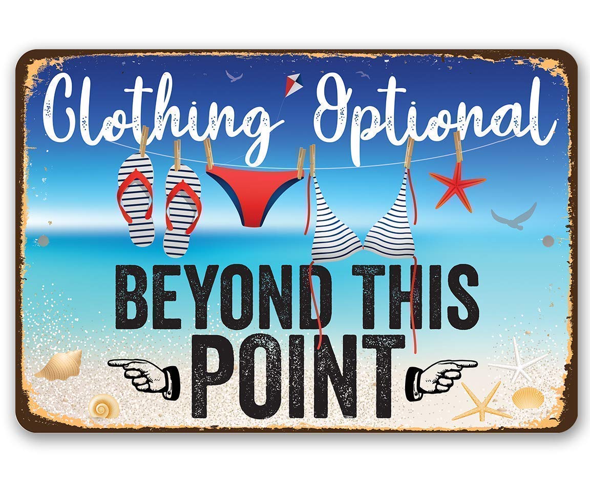 Amazon.com: Beach Decor - Clothing Optional Beyond This Point - Beach ...