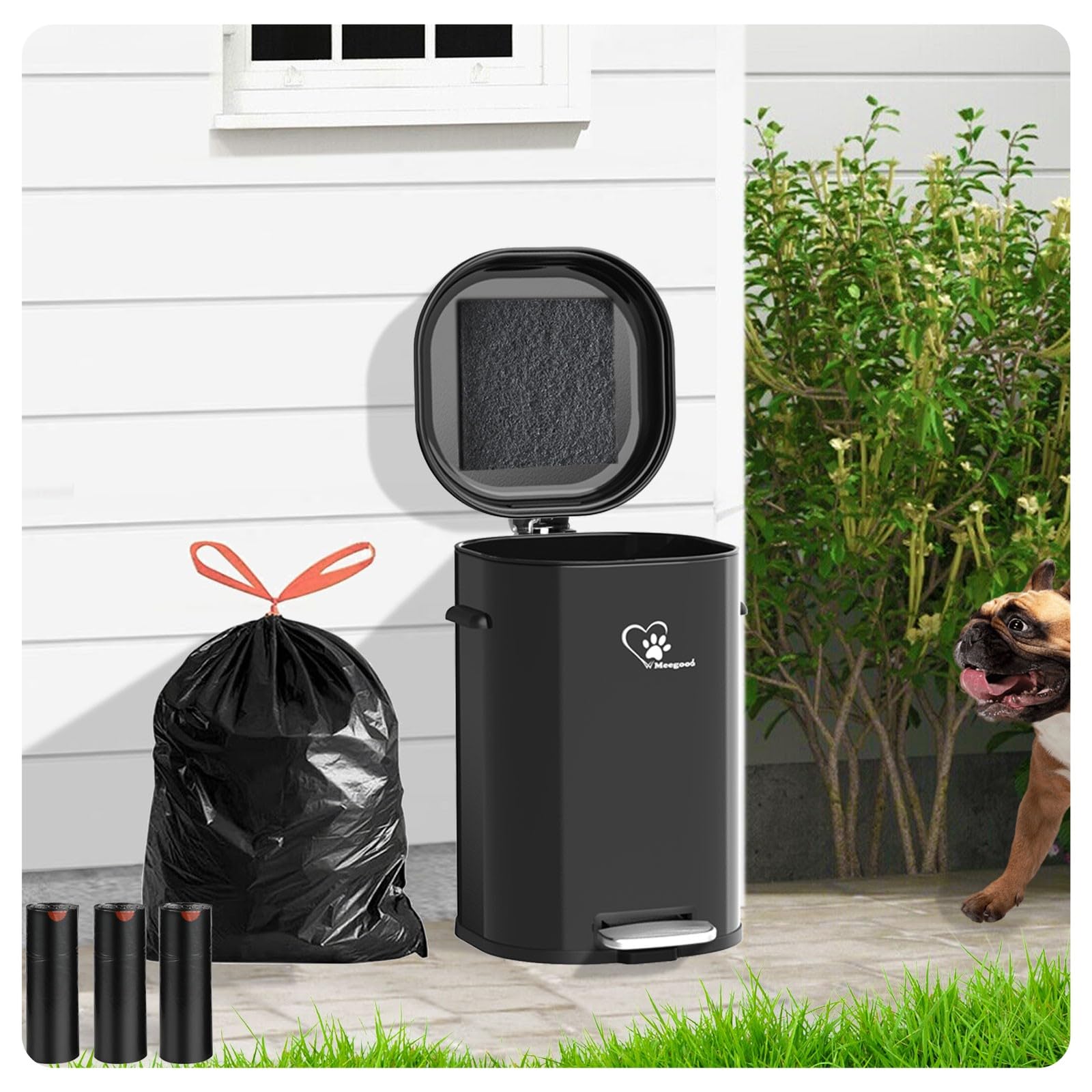 Outdoor Dog Poop Trash Can, Waste Bin with Lid and Removable Inner,18L ...