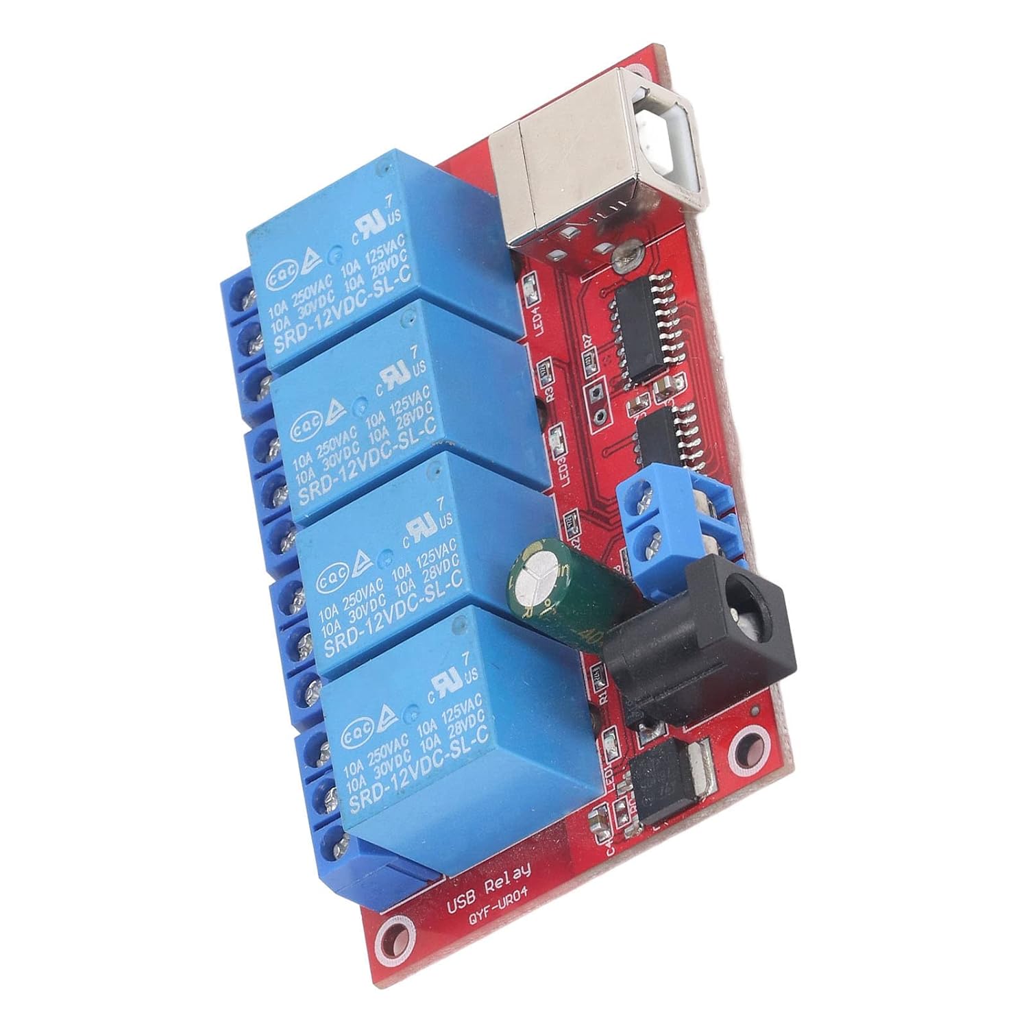 4 Channel Relay Module, Large Load Capacity Easy Setting USB Relay ...