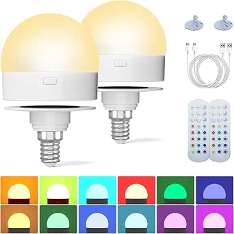 Rechargeable Light Bulb with Remote Control: E12 Wireless LED Bulbs 3 ...
