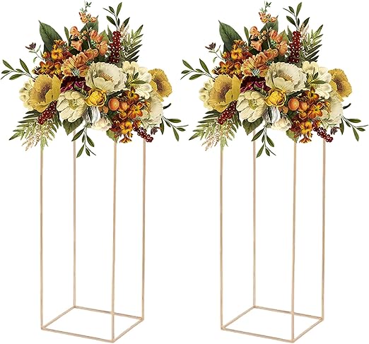 Amazon.com: Hyuetrsa 2 Pcs Gold Flower Stand ,Metal Flower Floor Vase ...