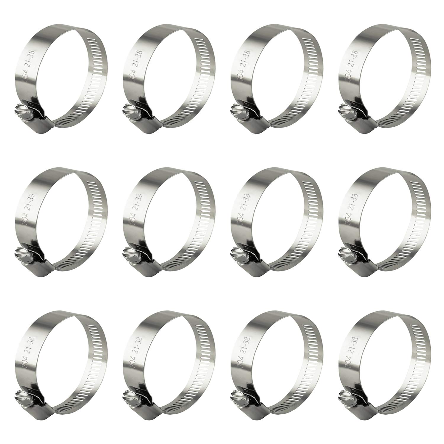 Snapklik.com : ZIPCCI Hose Clamp, 12 Pack Stainless Steel Worm Gear ...