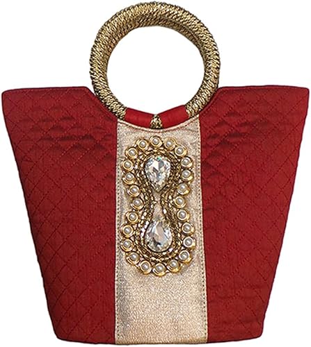 Bhamini Raw Silk Handbag with Dynamix Brooch: Handbags: Amazon.com