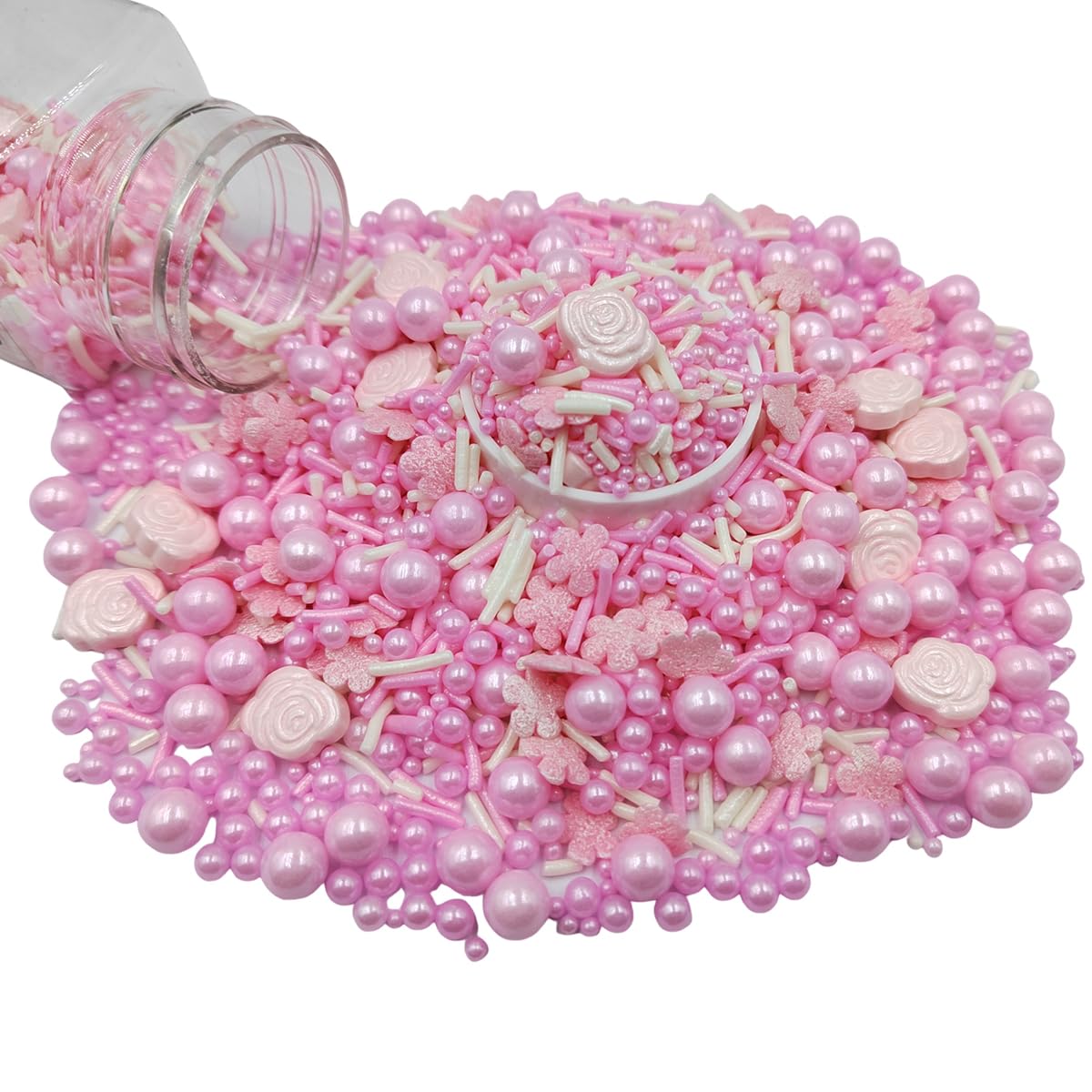 Amazon.com: Rose Sprinkles Pink Sprinkles Mix with Pearl Flower ...