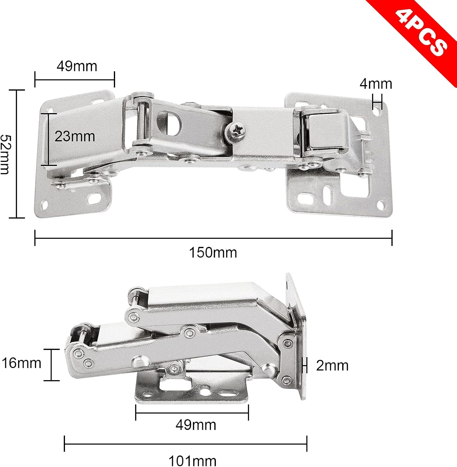 AHUNTTER 4PCS 165 Degree Cabinet Hinge, 35mm Full Overlay Concealed ...