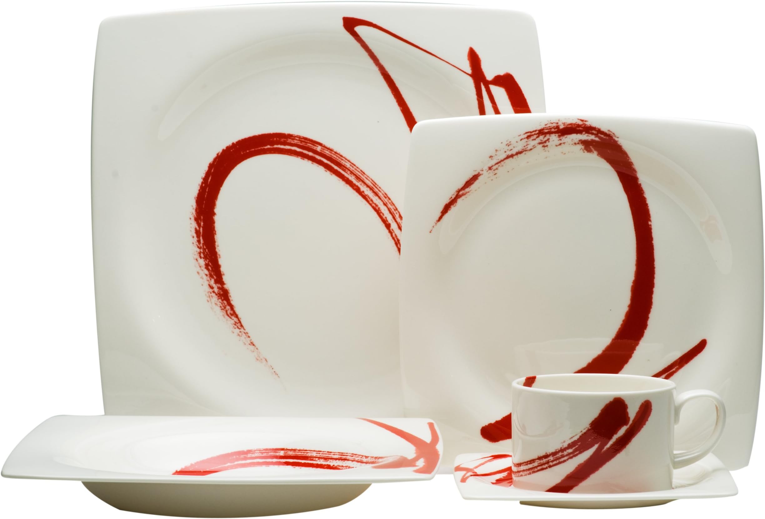 Amazon.com | Red Vanilla Paint It Red 5-Piece Dinnerware Set: Red ...