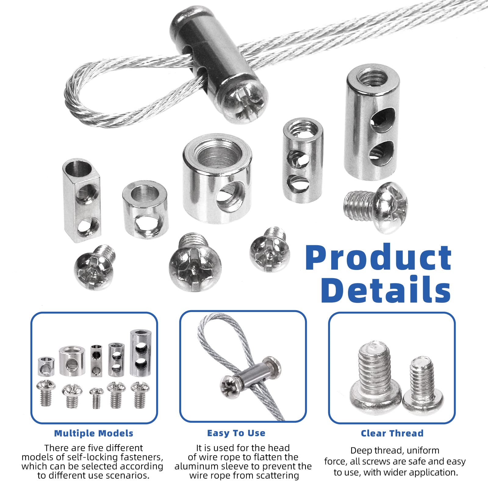 Snapklik.com : Glarks 121Pcs Stainless Steel Wire Rope Clip Clamp And ...