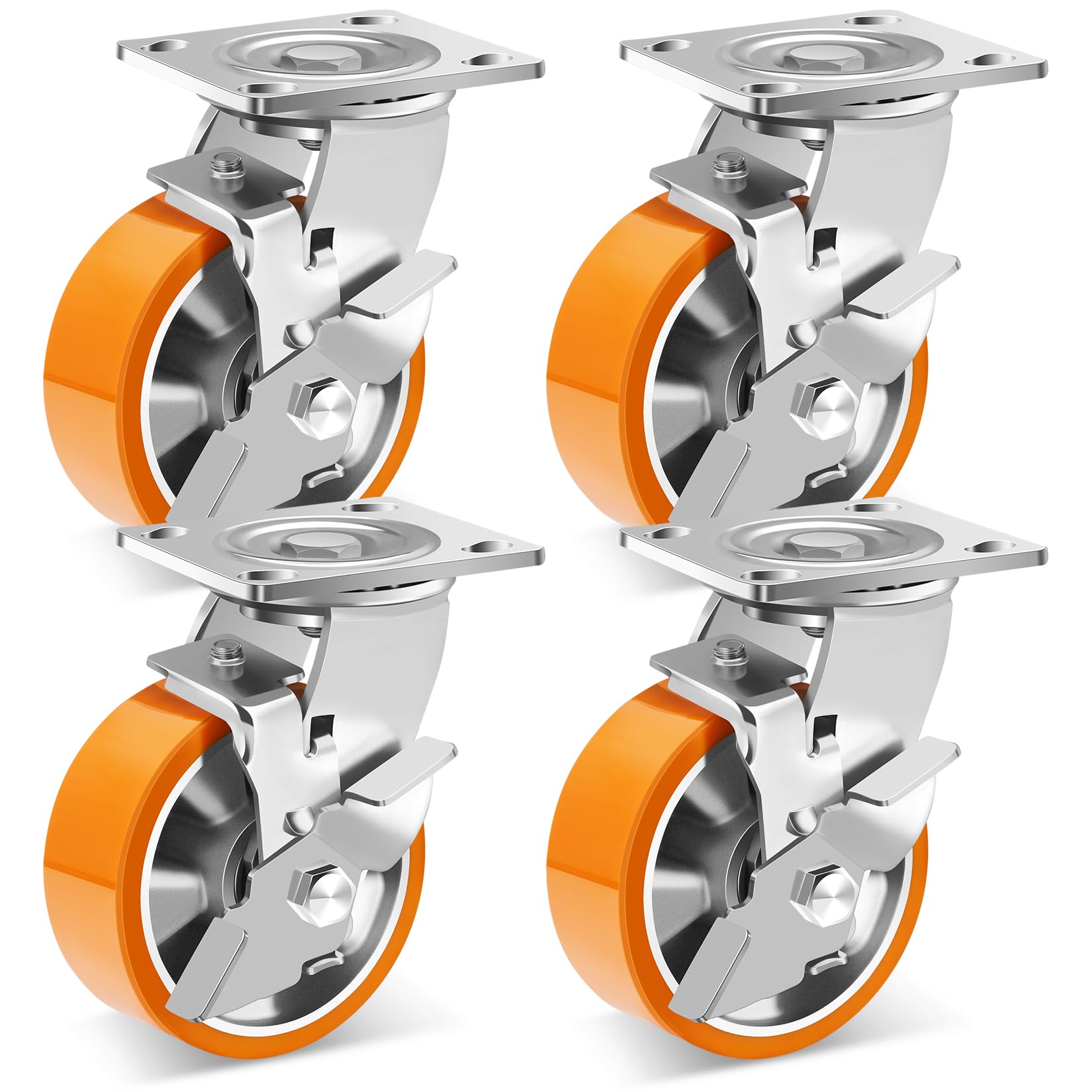 W B D WEIBIDA 5 Inch Heavy Duty Casters Set of 4, Industrial Grade ...