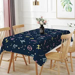 Amazon.com: TTQYFNM 54x86inches Navy Blue Tablecloth 12 Constellation ...