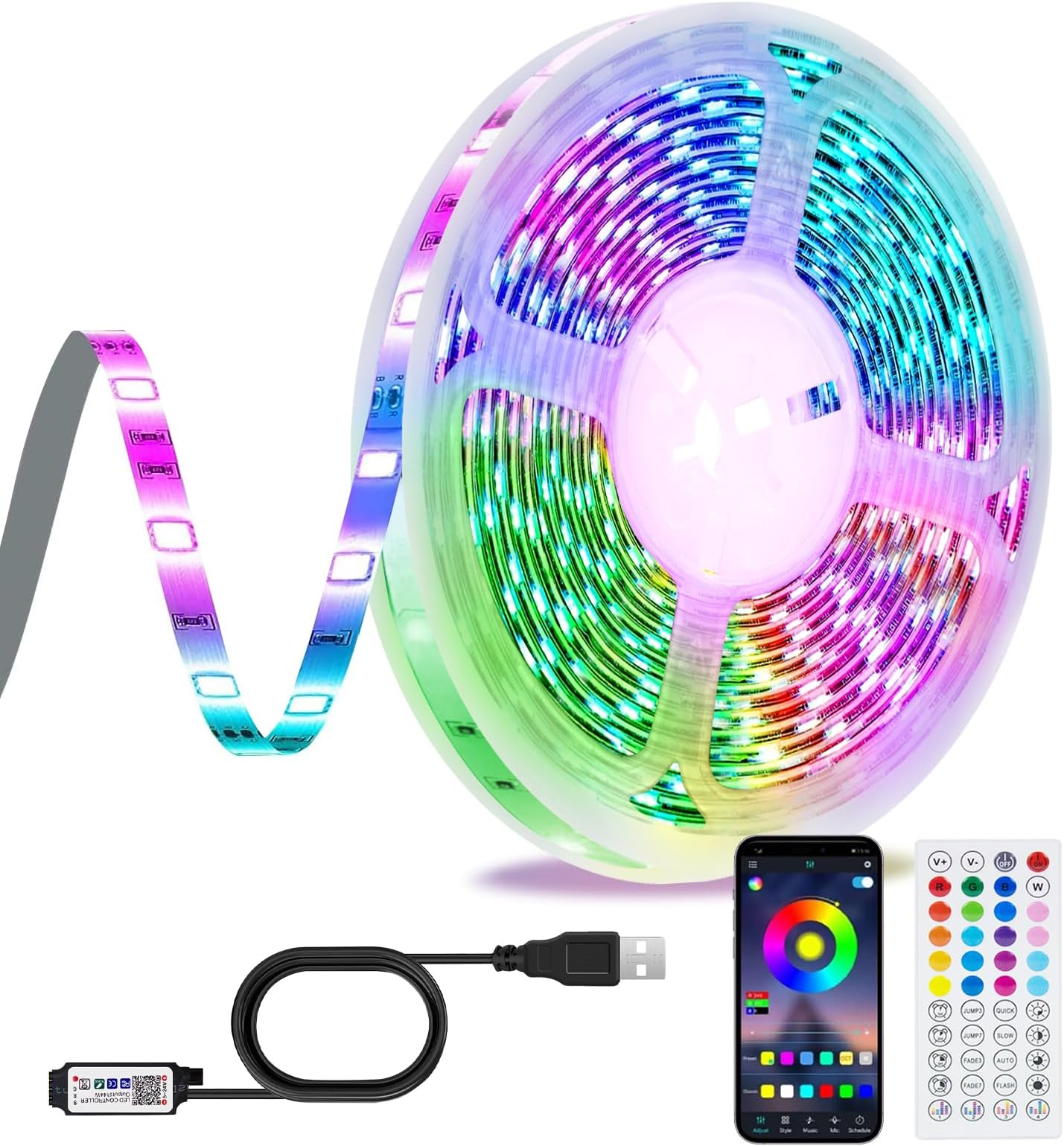 Led Chambre 10M Ruban Led Bande Lumière Décorative Multicolore, RGB ...