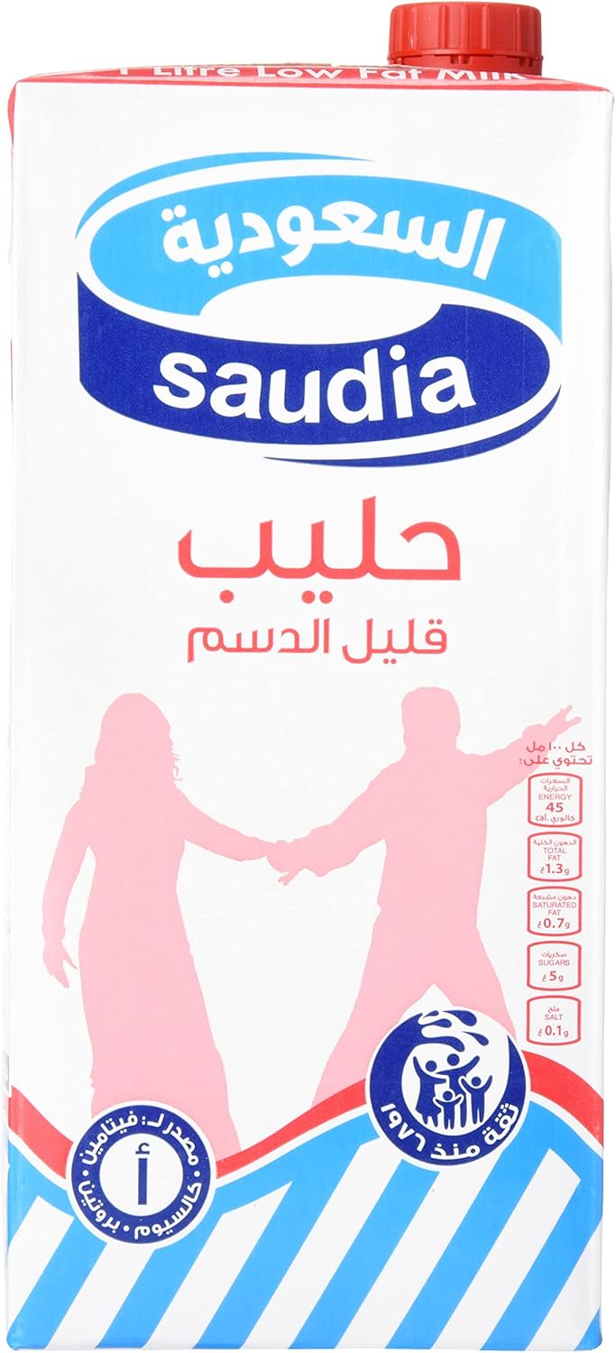 Saudia low fat milk, 12 x 1 litre - pack of 1 : Buy Online at Best ...