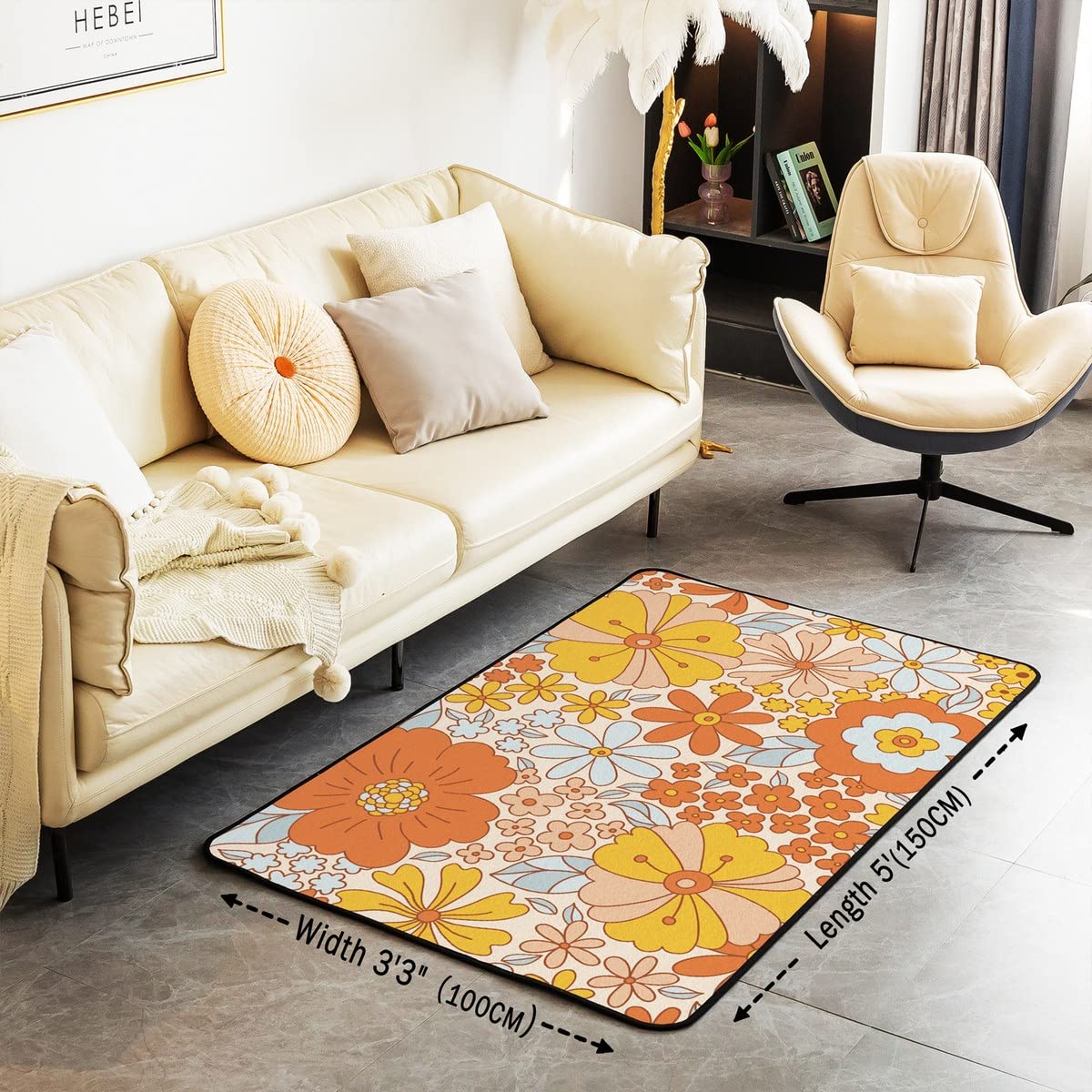 Erosebridal Hippie Flower Area Rug 3x5 for Bedroom, Groovy Birthday ...