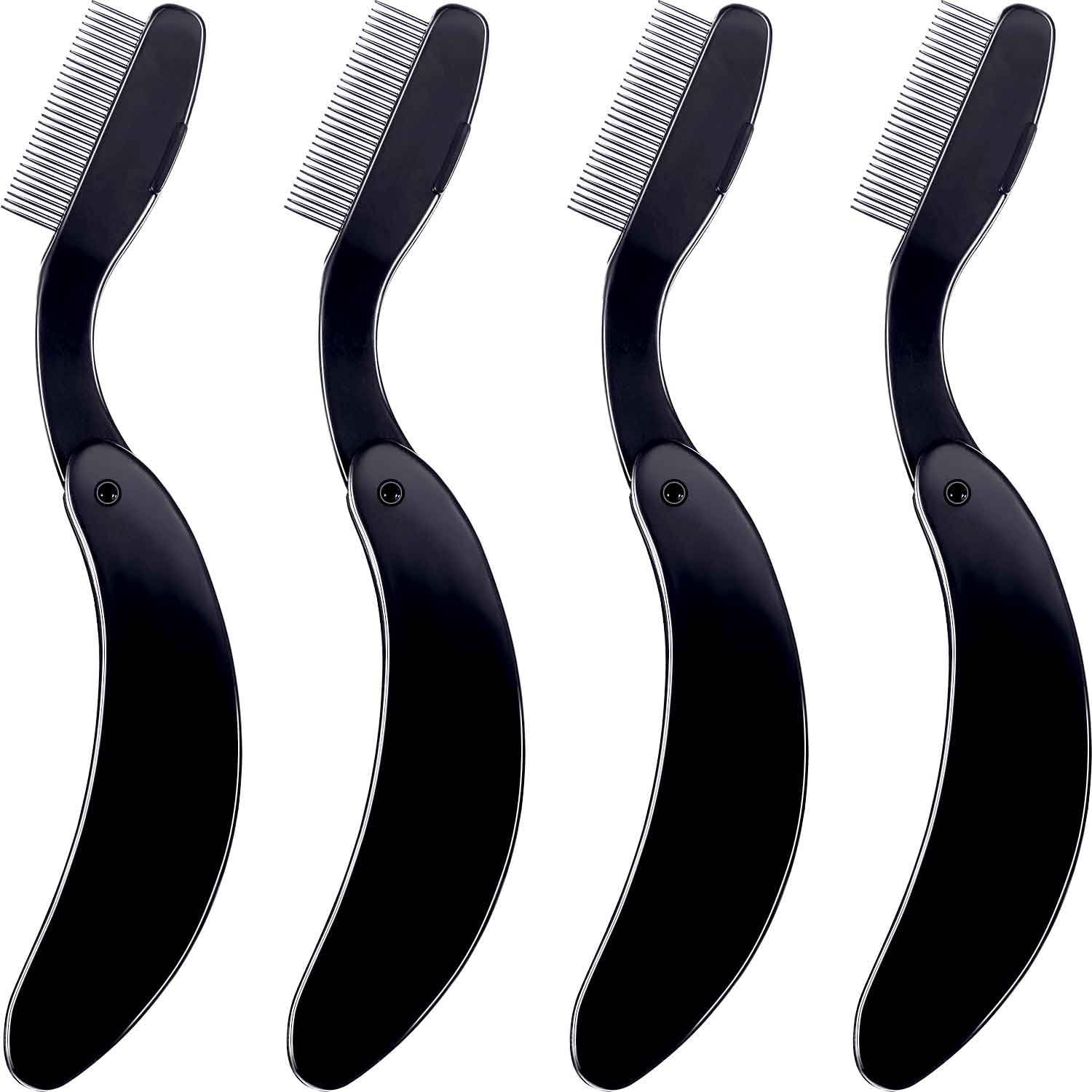 TecUnite 4 Packs Folding Eyelash Comb, Stainless Steel Teeth Eyebrow ...