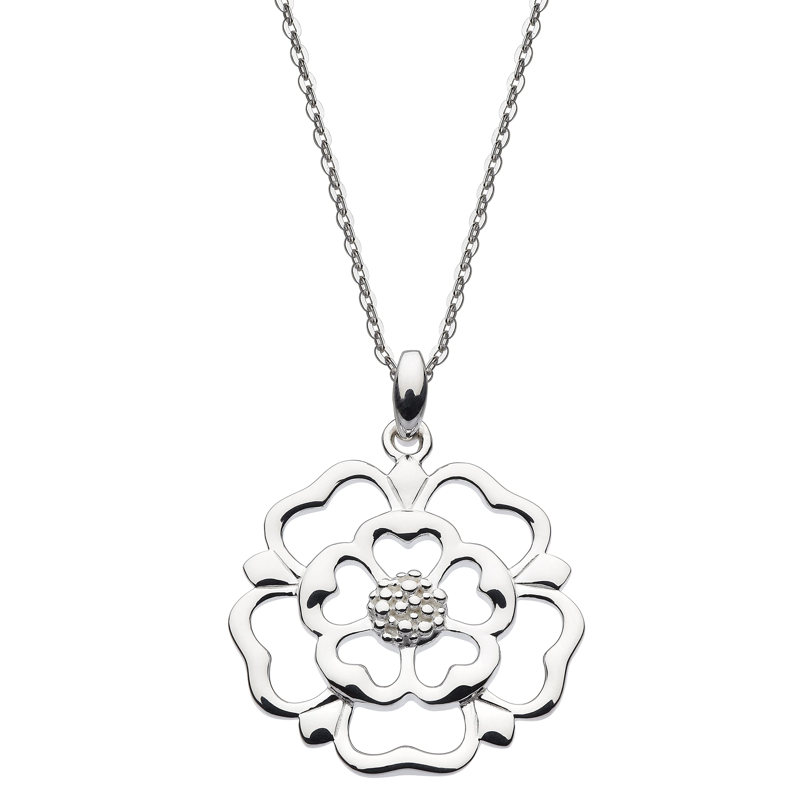 Heritage Dew Sterling Silver Open Tudor Rose Necklace of Length 45.7cm ...