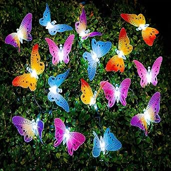 Garden Solar Lights Butterfly String Lights Waterproof Fiber Optic ...
