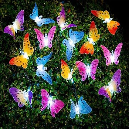 Garden Solar Lights Butterfly String Lights Waterproof Fiber Optic ...
