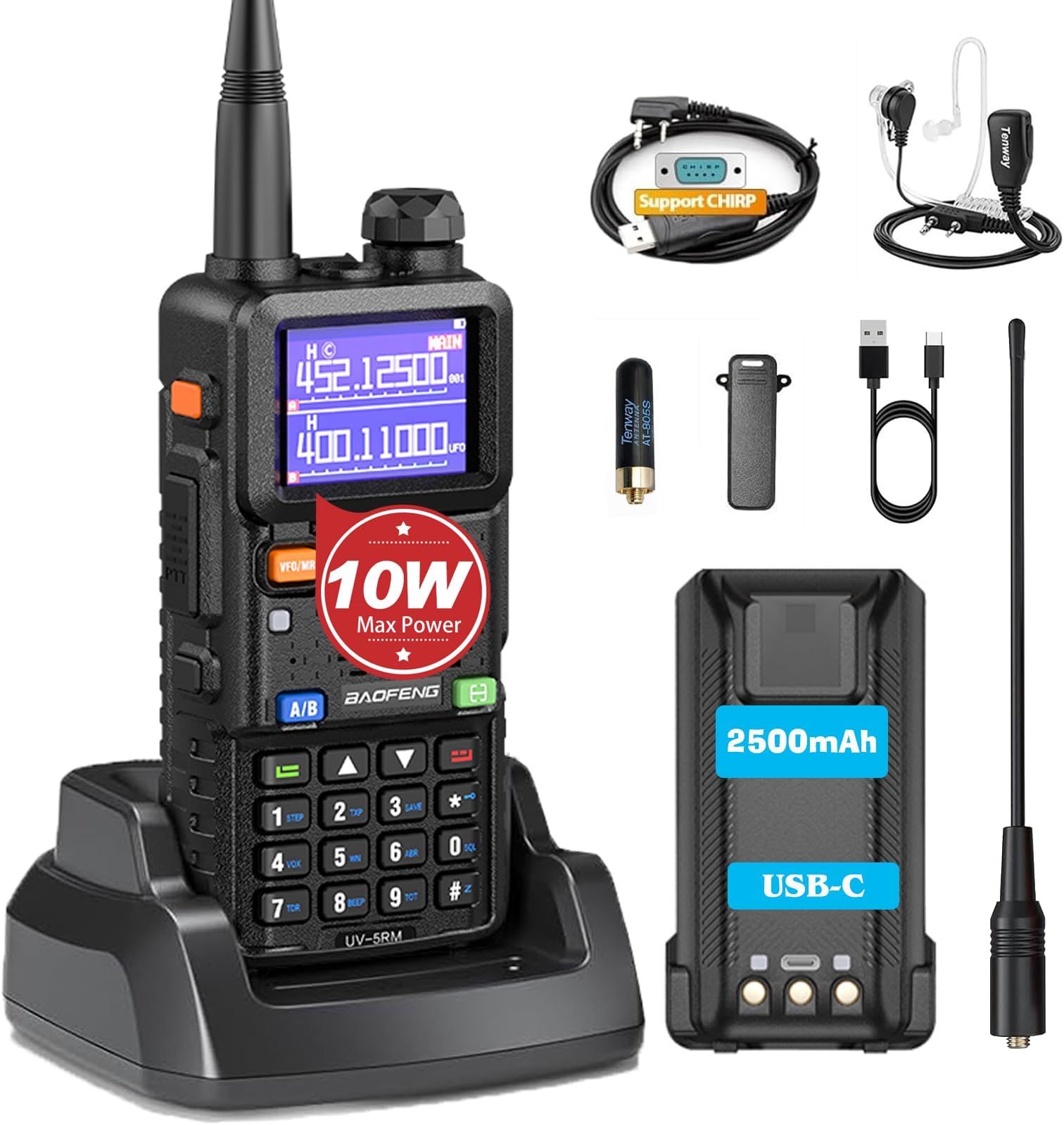 Amazon.com: BAOFENG Radio 5RM Ham Radio10W Long Range Handheld AR-5RM ...
