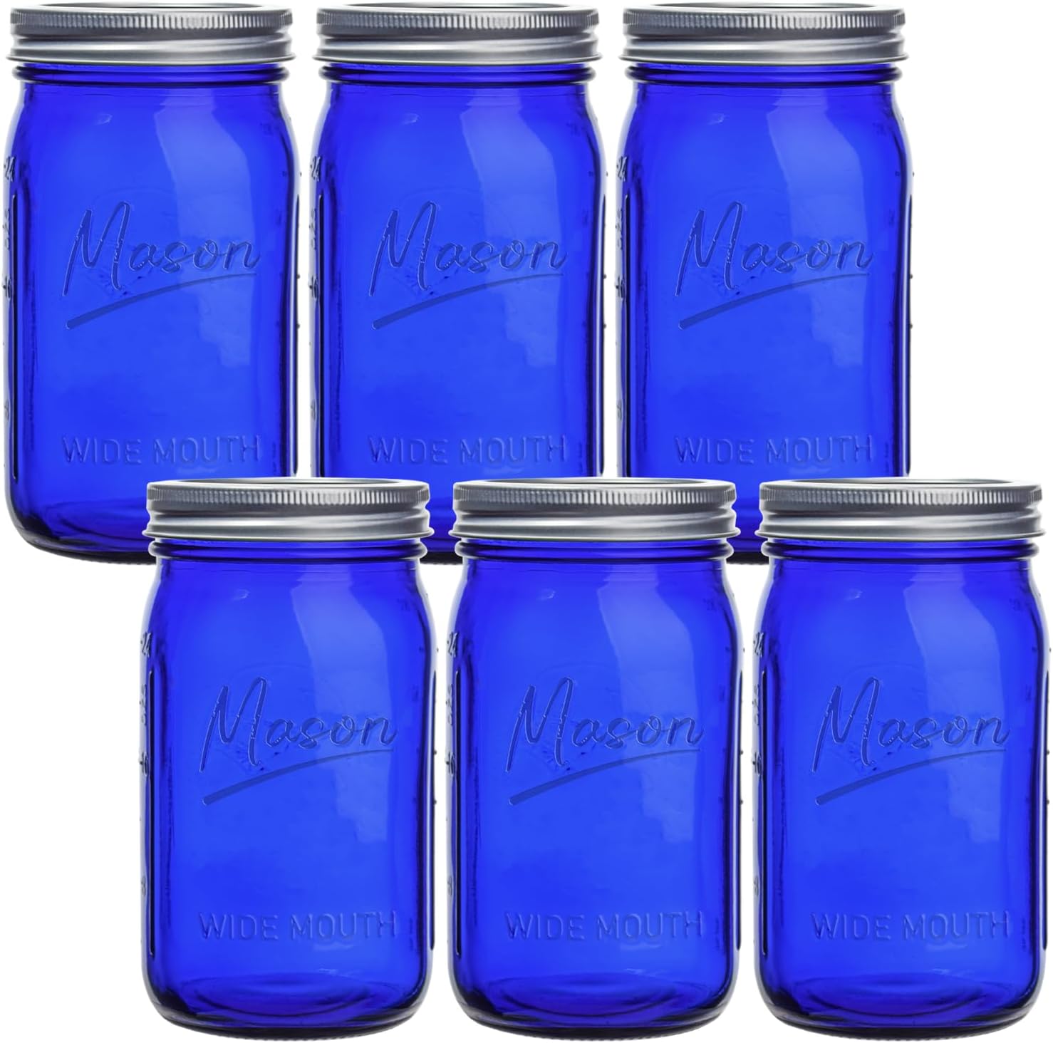Amazon.com: Tebery 6 Pack Vintage Blue Home Mason Jars with Airtight ...
