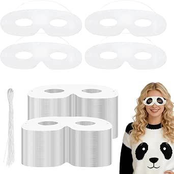 Amazon.com: MOSIOBERDAVIAN 200 Pcs DIY White Paper Eye Masks Plain ...