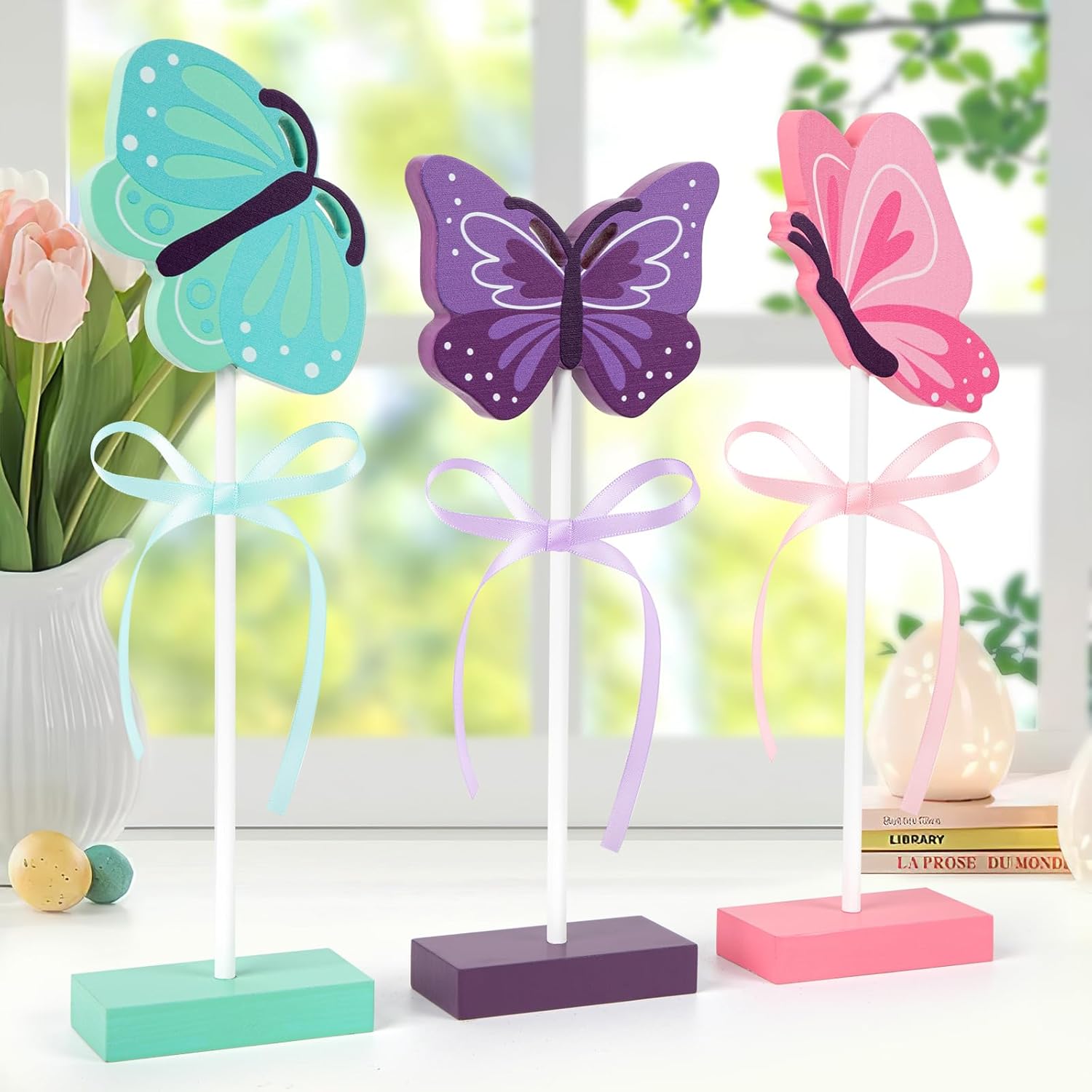 Amazon.com: Hedeey 3 Pcs Spring Tiered Tray Decorations Set Butterfly ...