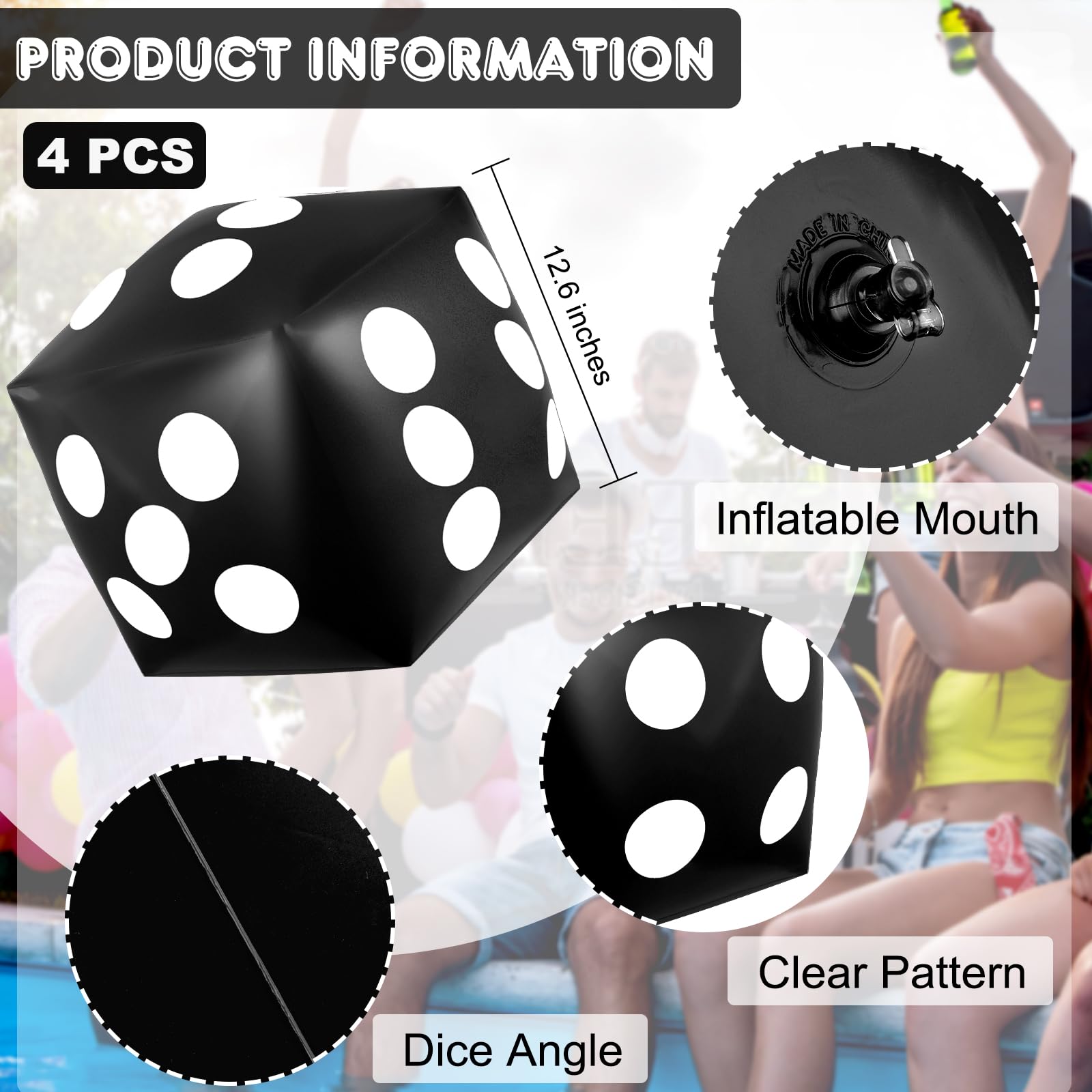 Snapklik.com : 4 Pieces Jumbo Inflatable Dice 12.6 Inch Large ...
