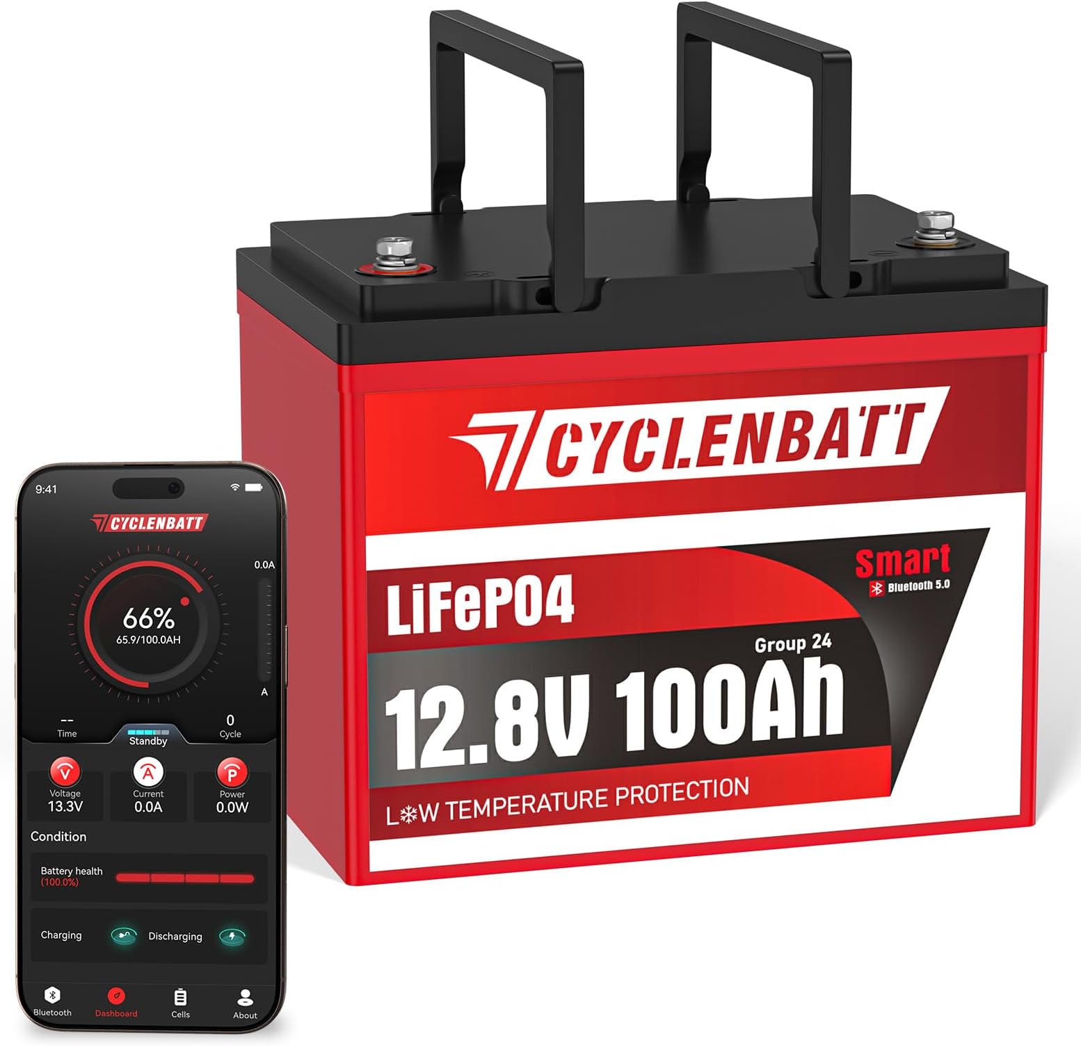 Amazon.com: 12V 100Ah Lifepo4 Battery, Bci Group 24, Built-In 100A ...