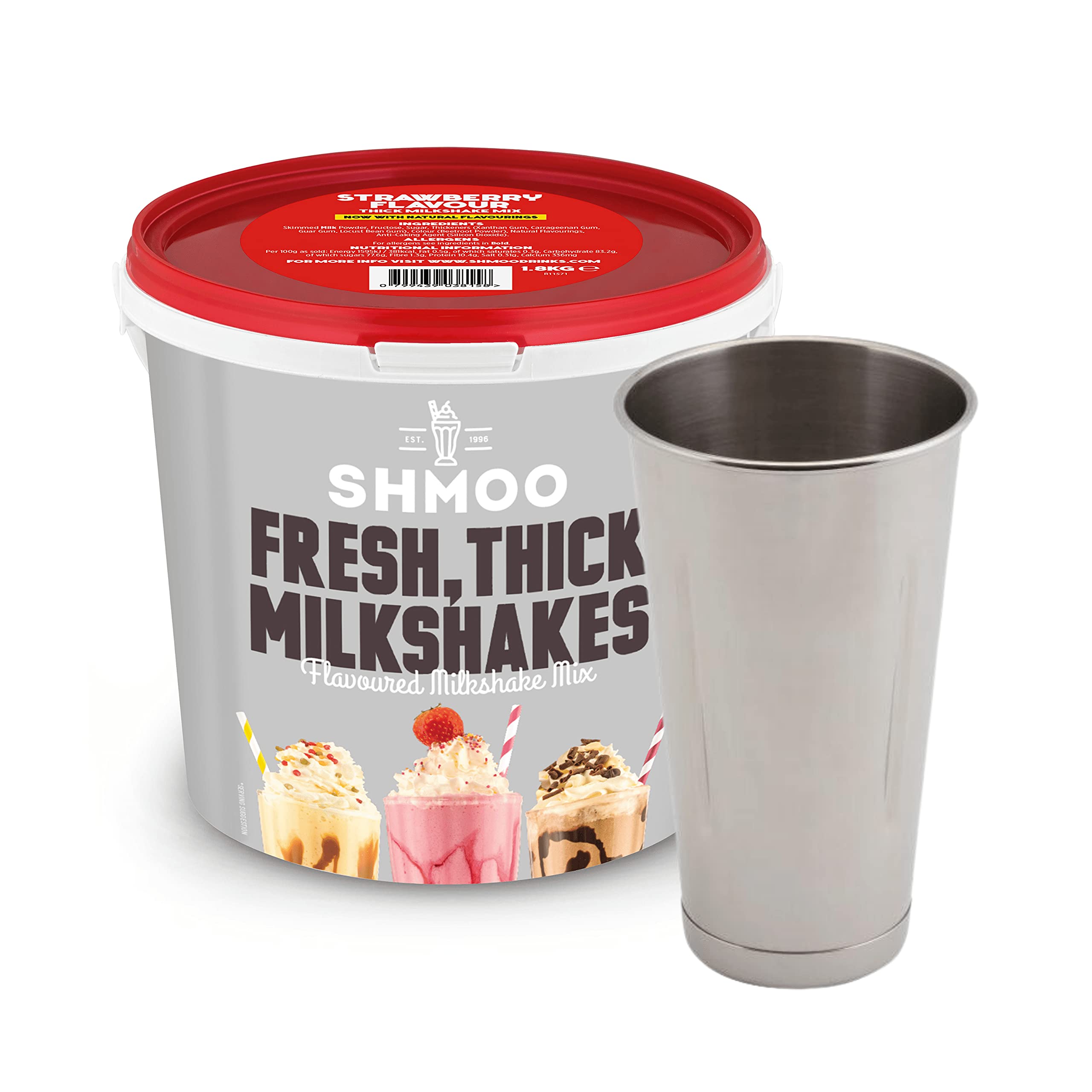 Shmoo Strawberry Milkshake Thick Shake Mix 1.8KG Tub & Stainless Steel ...