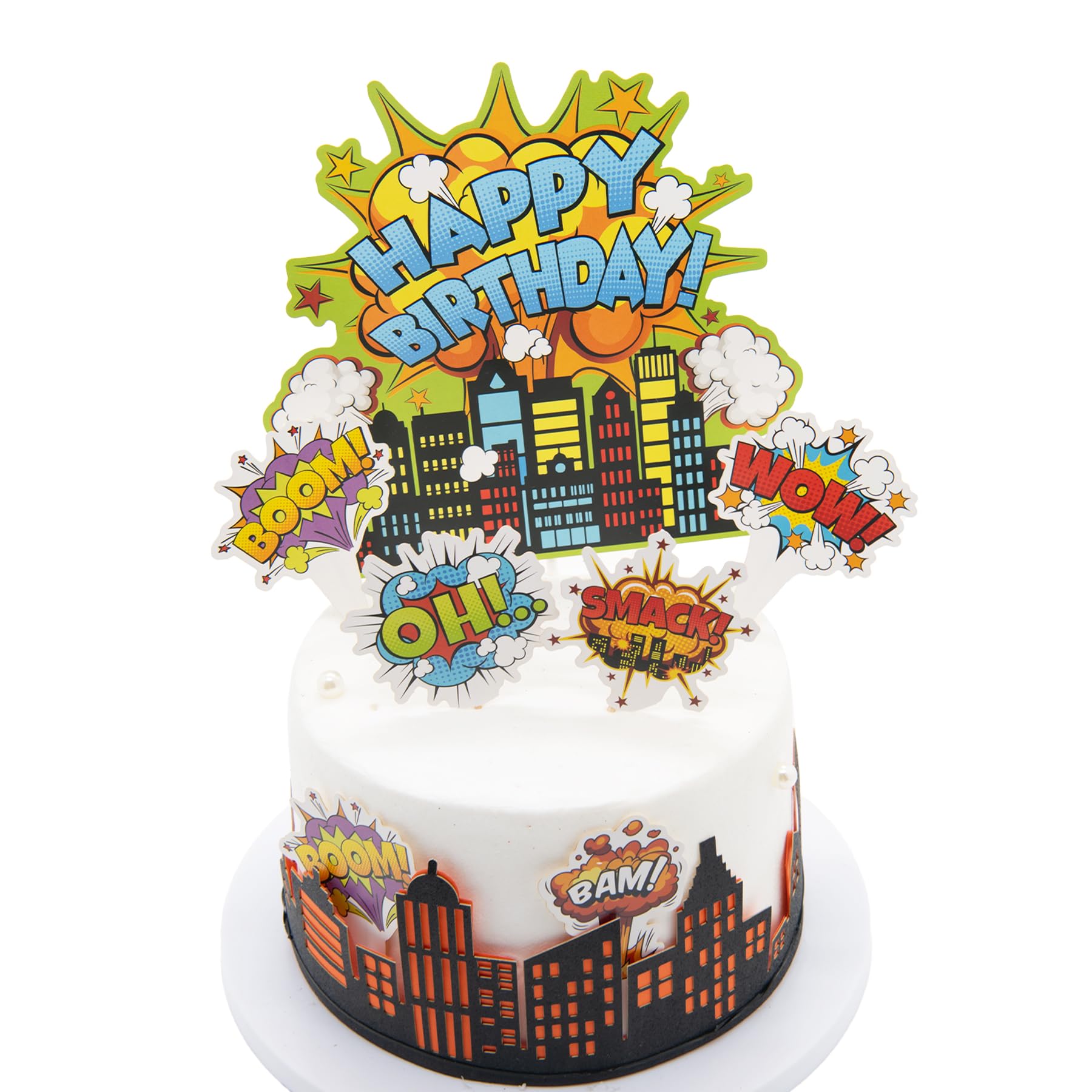 Comic Cake Tutorials Superhero Cake Decorations Set - 43-Piece City ...